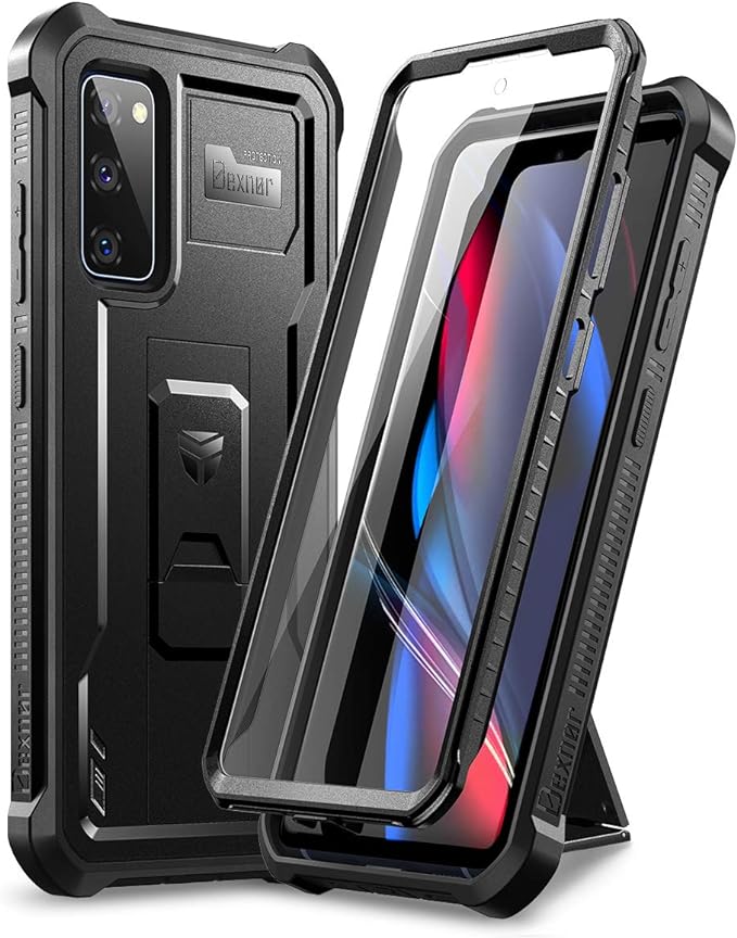 Dexnor for Samsung Galaxy S20 FE Case, [Built in Screen Protector and Kickstand] Heavy Duty ...