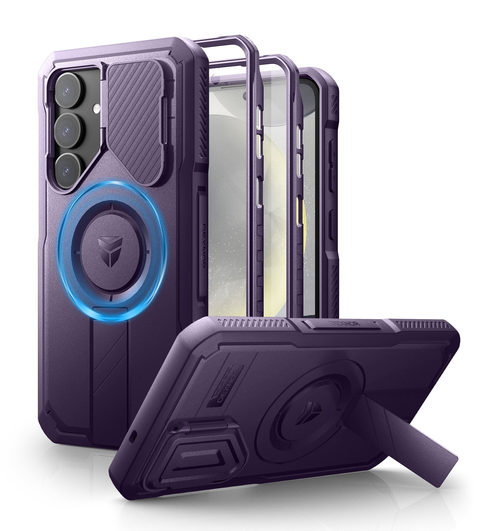 Dexnor for Samsung Galaxy S25 Plus Case with Flip Camera Cover & Adjustable Kickstand & Built-in ...