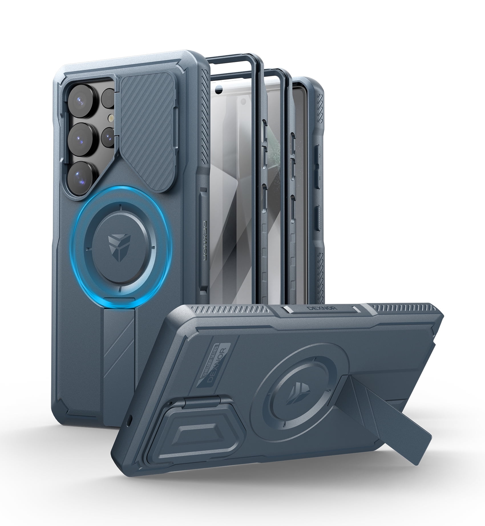 Dexnor for Samsung Galaxy S25 Ultra Case with Flip Camera Cover & Adjustable Kickstand & Built ...