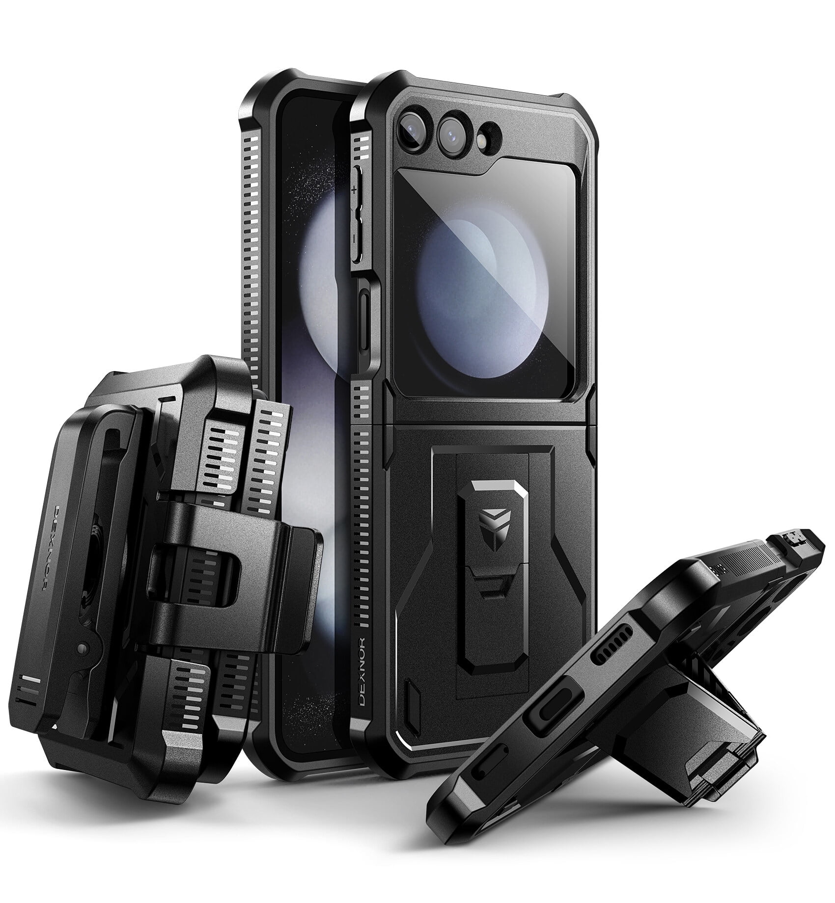 Dexnor Samsung Galaxy Z Flip 5 Kickstand Case, Heavy Duty Shockproof, Black - Walmart.com