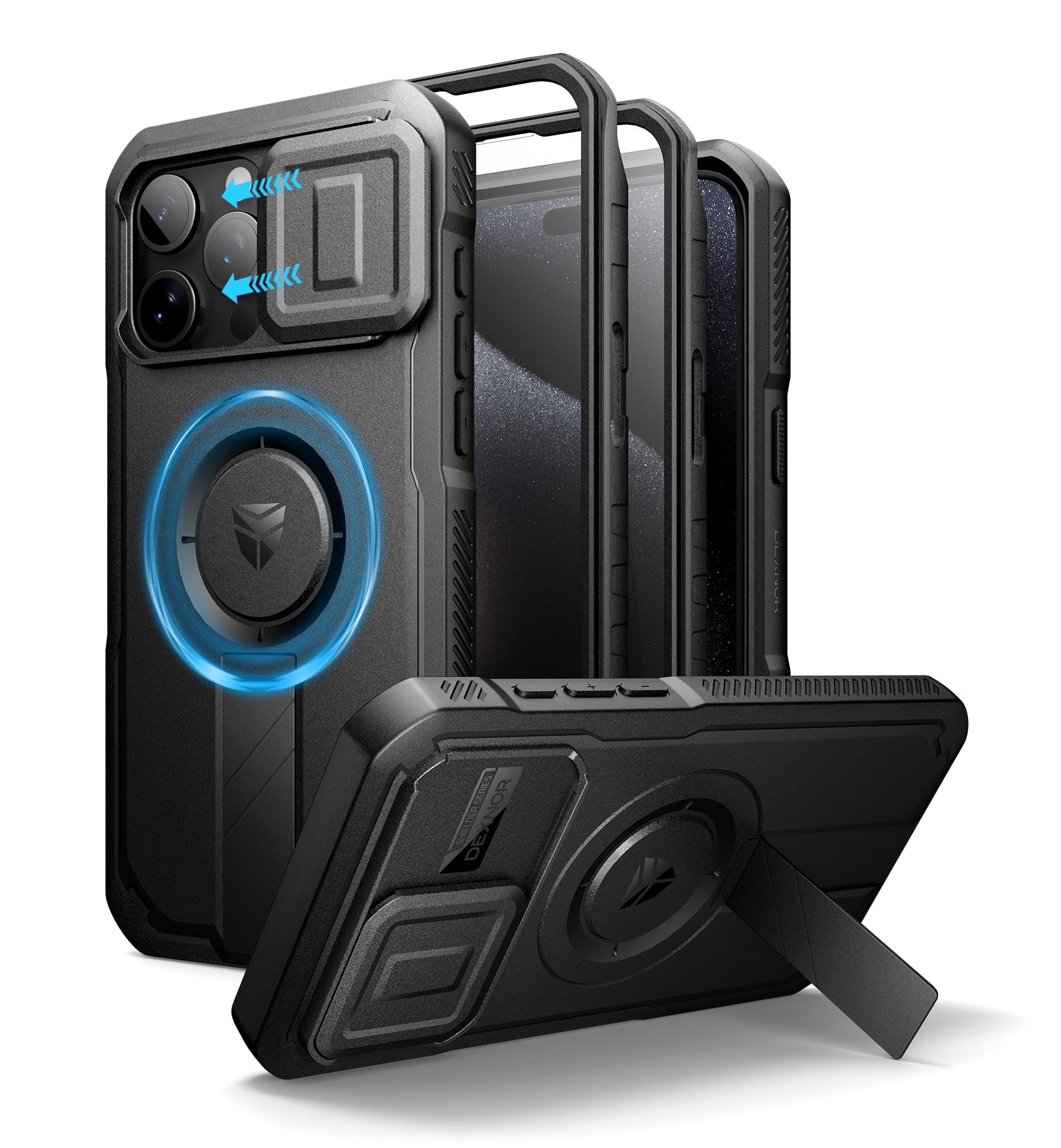 Dexnor for iPhone 15 Pro Max Case with Slide Camera Cover & Adjustable Kickstand & Built-in ...