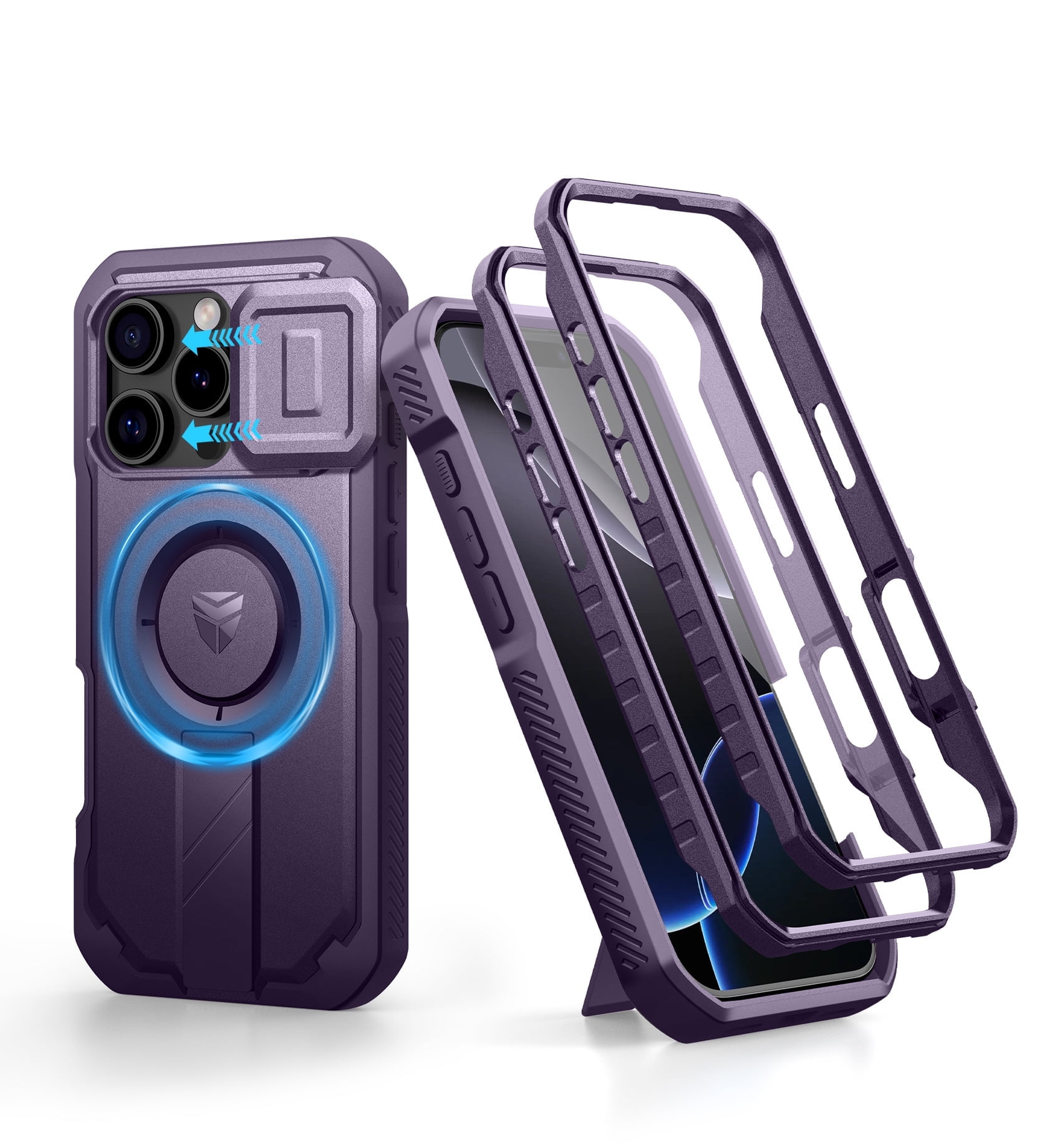 Dexnor for iPhone 16 Pro Case with Slide Camera Cover & Adjustable Kickstand & Built-in Screen ...