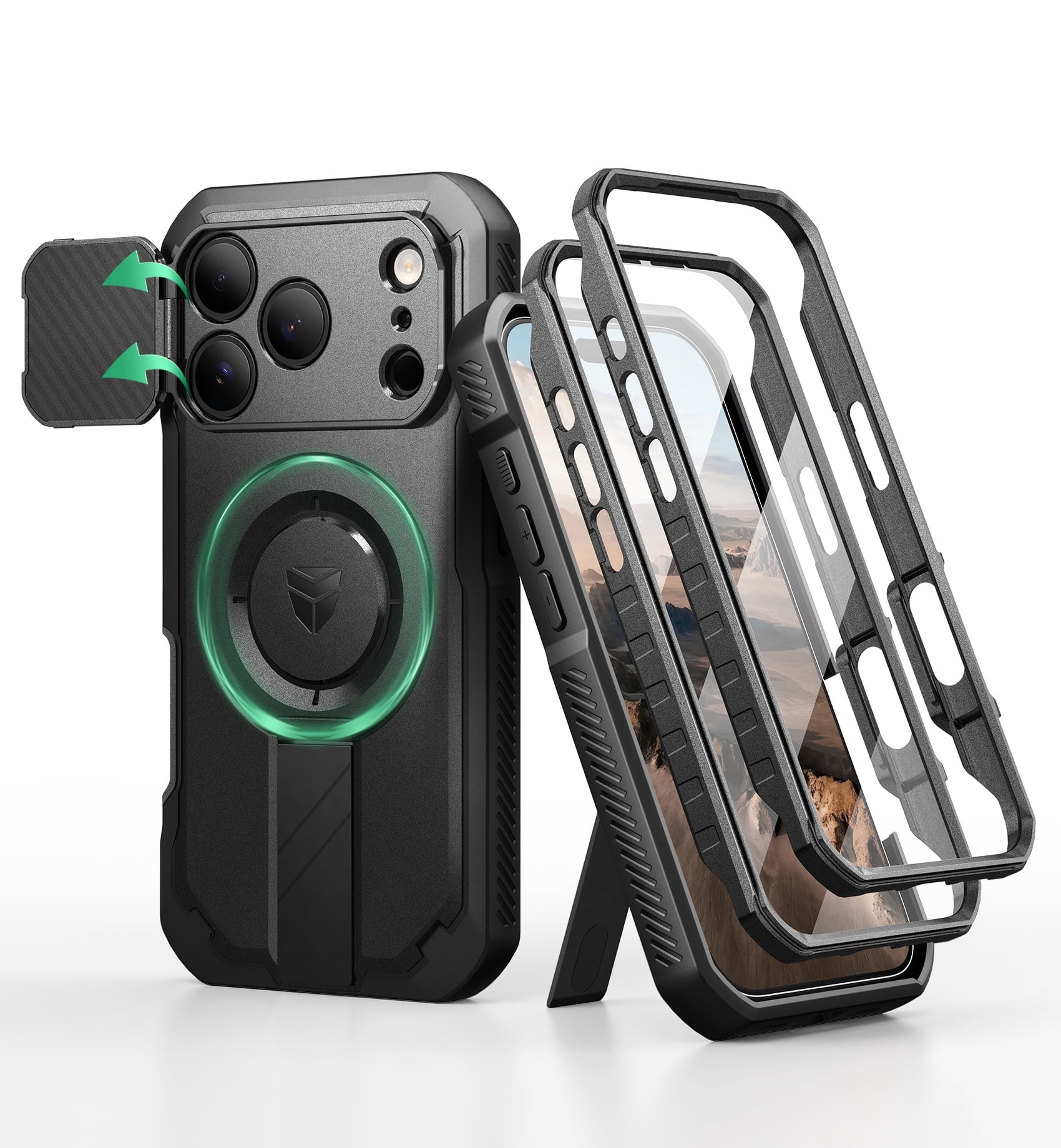 Dexnor iPhone 17 Pro Case with Slide Camera Cover, MagSafe, Kickstand ...