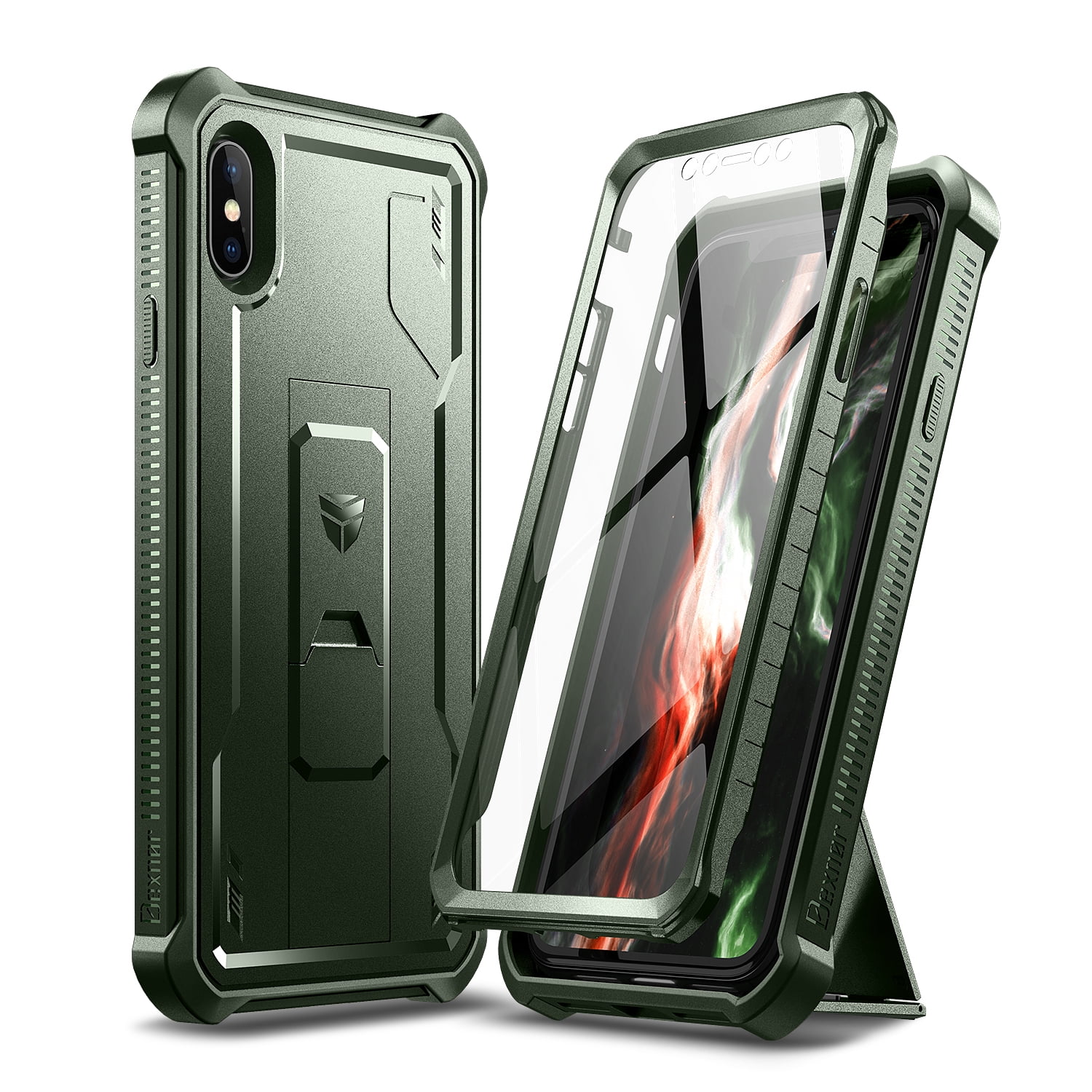 Dexnor Rugged Full Body iPhone X/XS Case with Kickstand, Military Grade ...