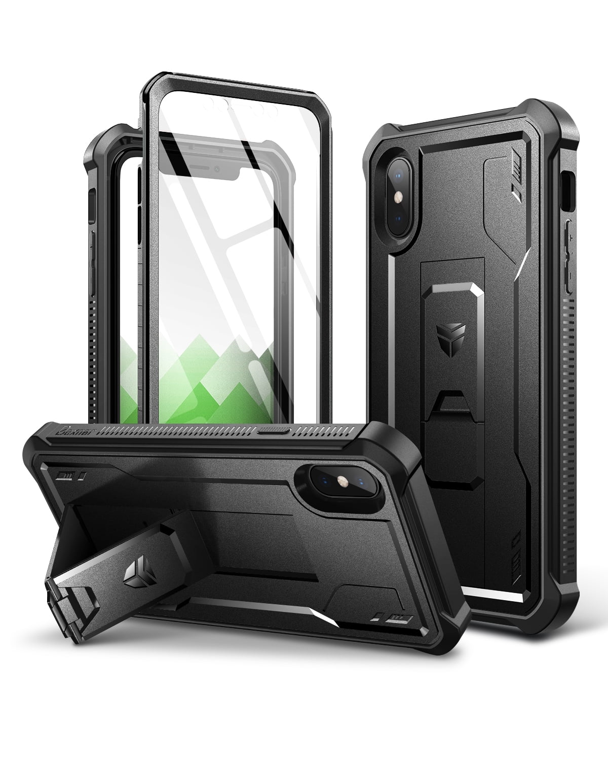 Dexnor Full Body Kickstand Case for iPhone X/XS, Military Grade ...