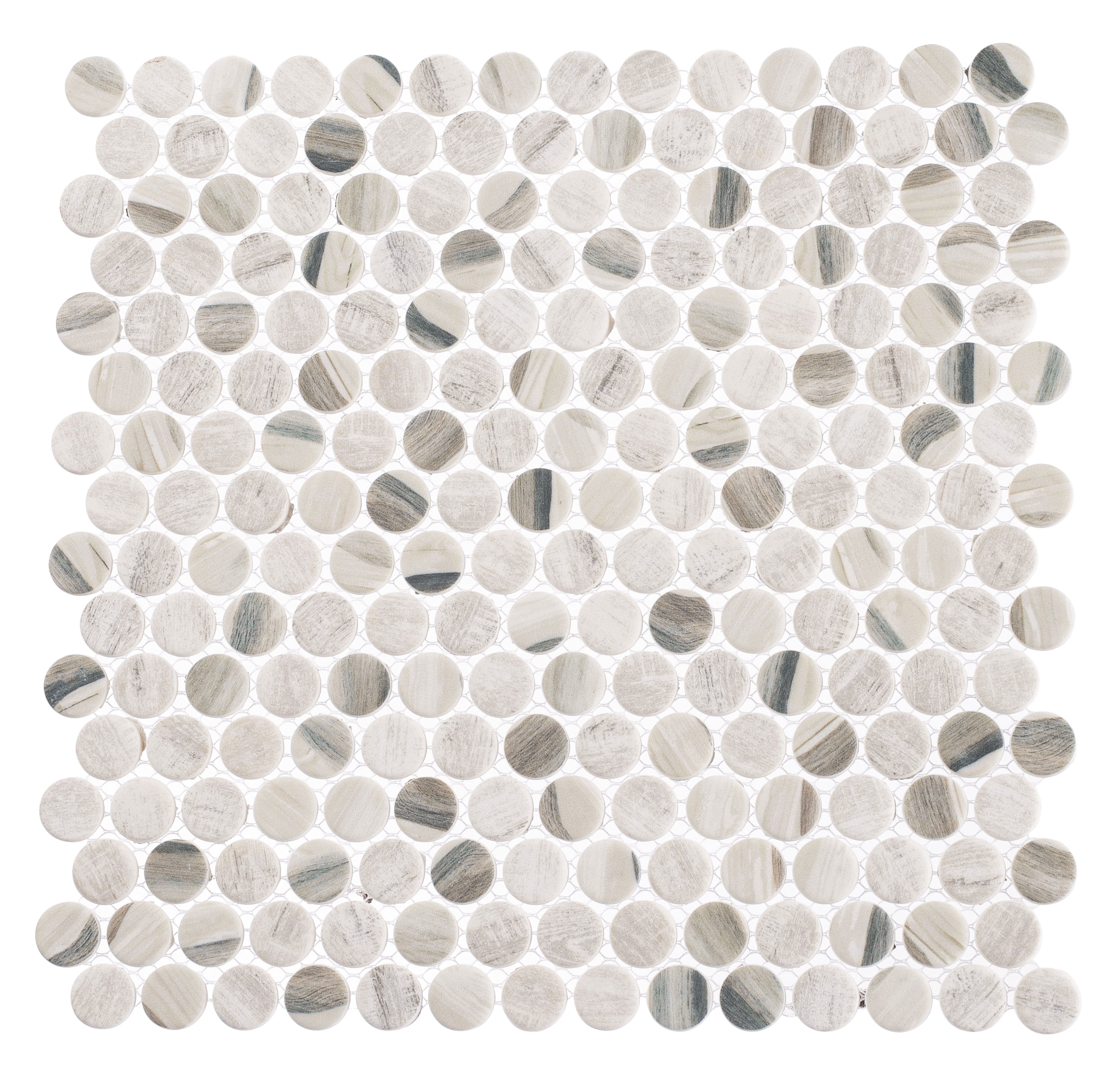 Dexo Pi Gray 1-in. Penny Round Matte Glass Mosaic Wall & Floor Tile ...