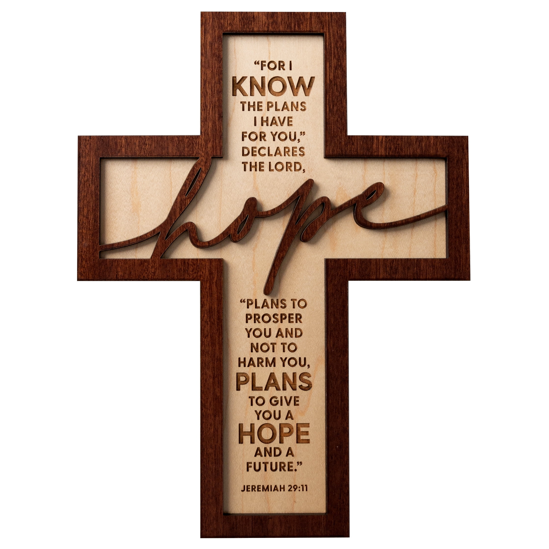Dexsa For I Know The Plans Inspirational Laser-Cut Wood Cross Plaque 7. ...