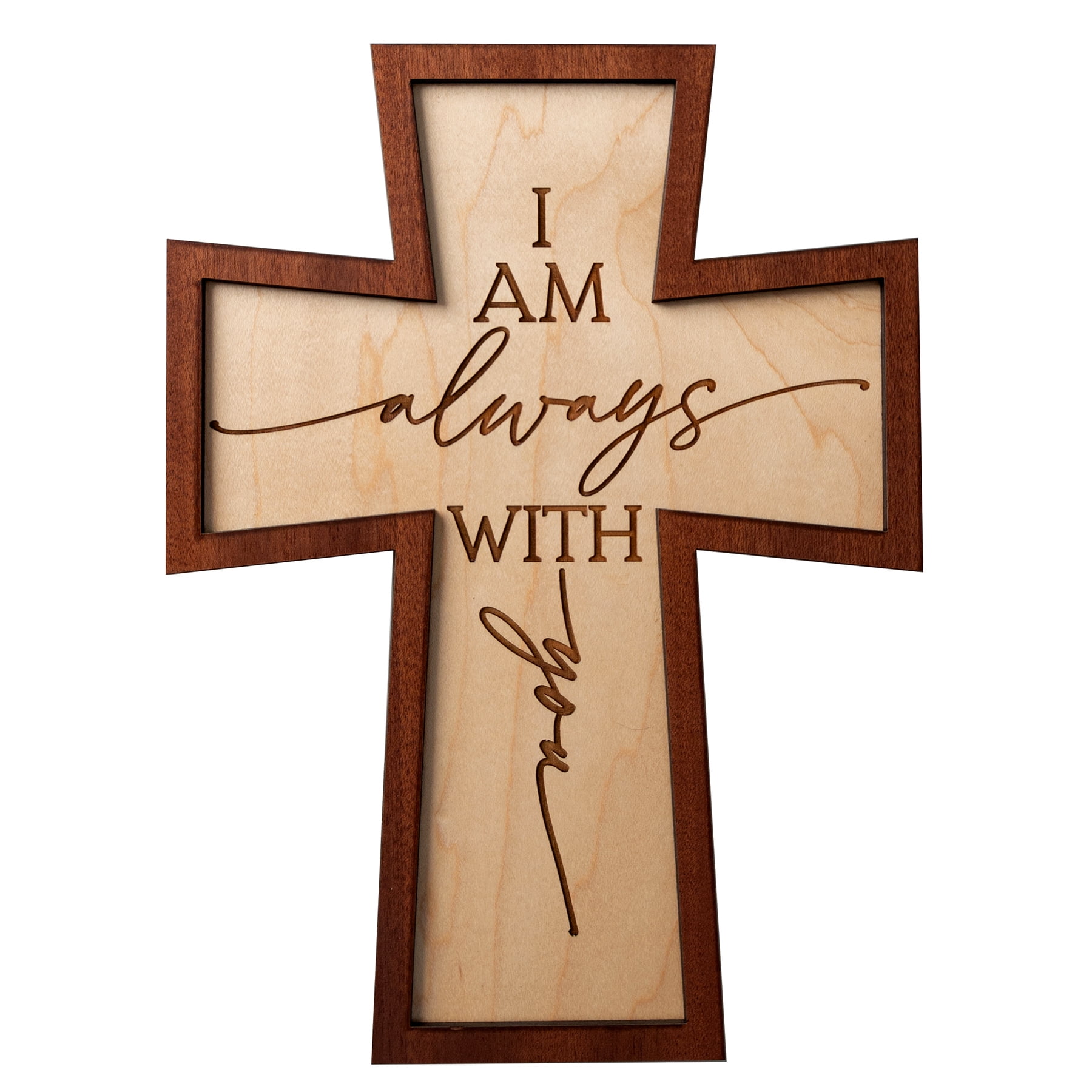 Dexsa I Am Always With You Inspirational Laser-Cut Wood Cross Plaque 7. ...