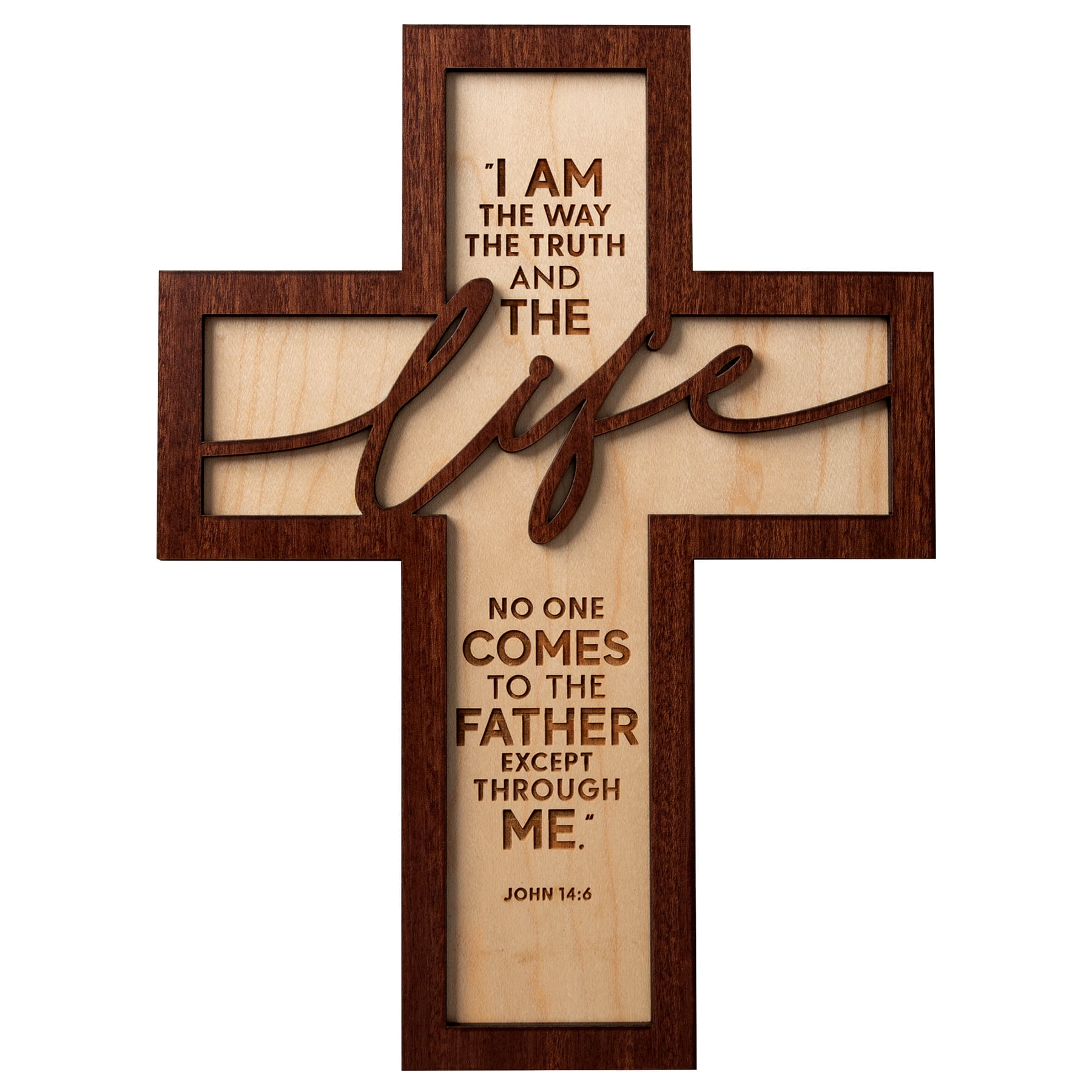 Dexsa Christian Wooden Cross Plaque, Laser-Cut Dimensional Design, 7 ...