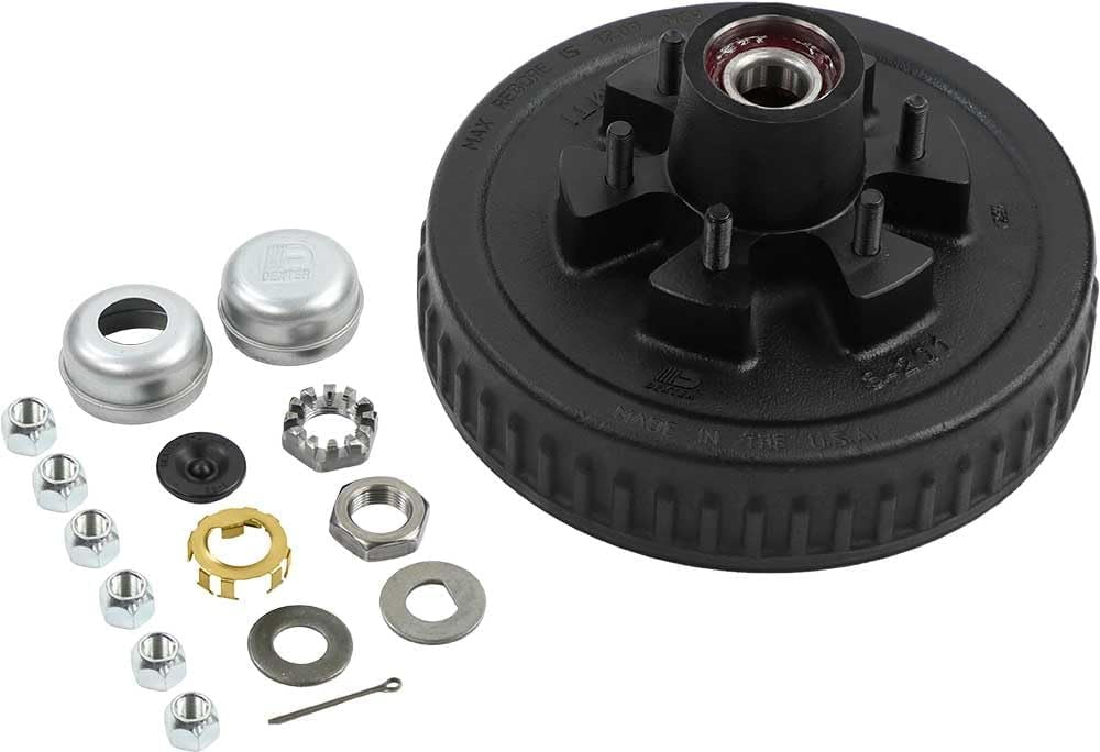 Dexter Hub-Drum Kit for 5.2K-6K Axle 12" x 2" 6-5.50" Bolt Circle 1/2" Studs Pre-Greased ...