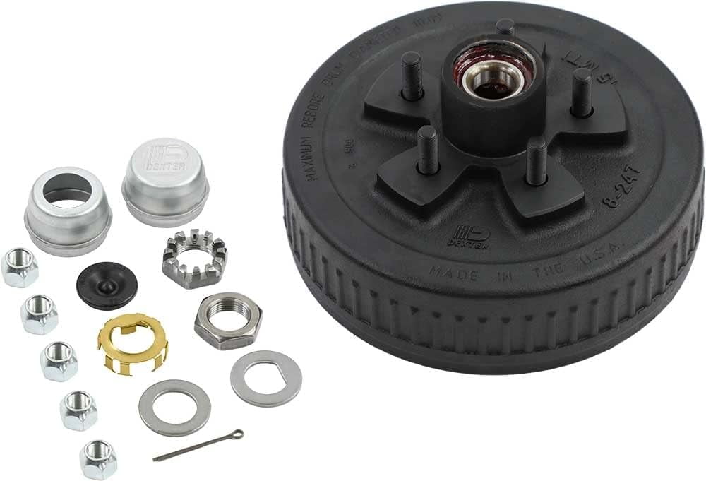 Dexter Pre-Greased Trailer Hub-Drum Kit 3.5K Axle 5-4.50 Bolt Center 1/2" Studs (K08-247-1G ...
