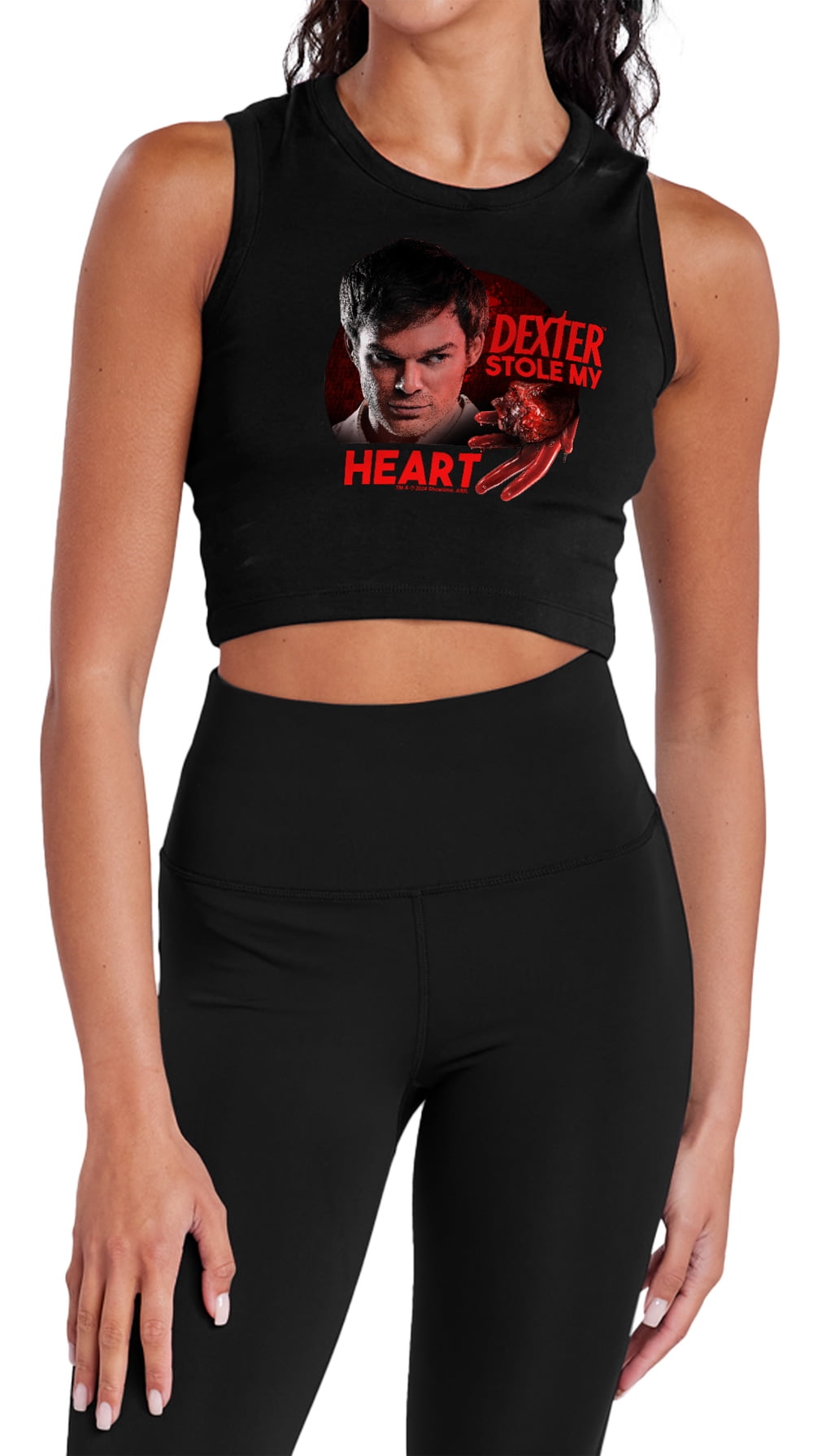 Dexter Stole My Heart Women's Sleeveless Crop Top Tank, Black, Large ...