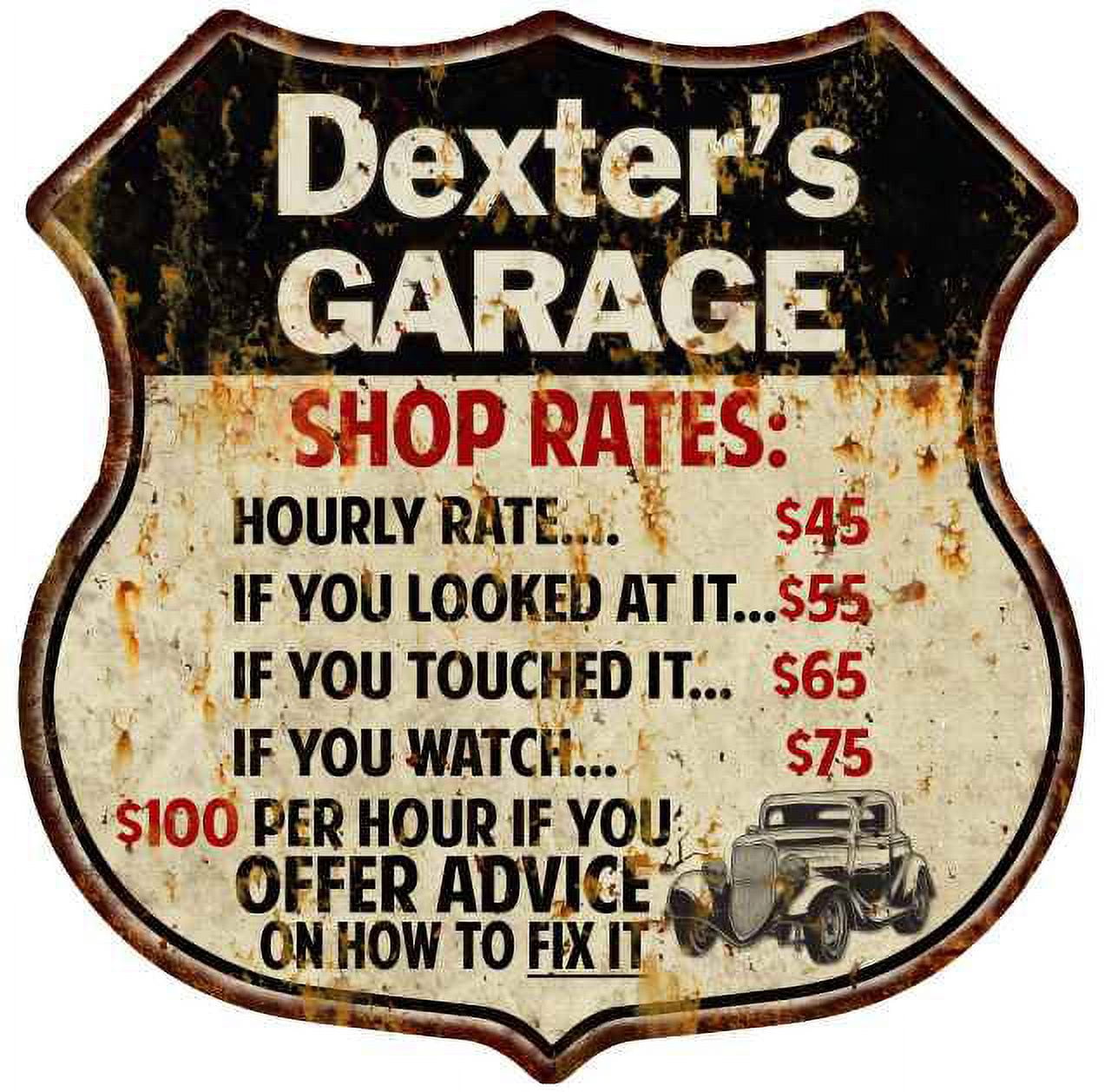 Dexter's Garage Shop Rates Sign Gift 8x12 Metal Sign 211110019469 ...