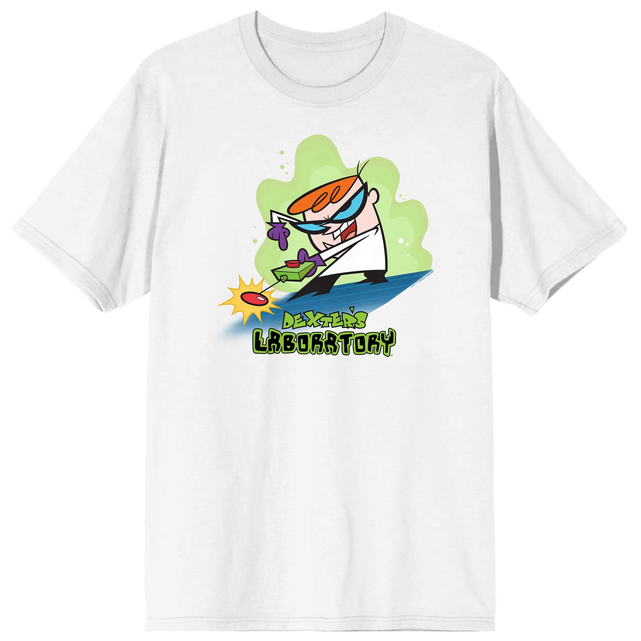 Dexter's Laboratory Button Push Crew Neck Short Sleeve Men's White T ...