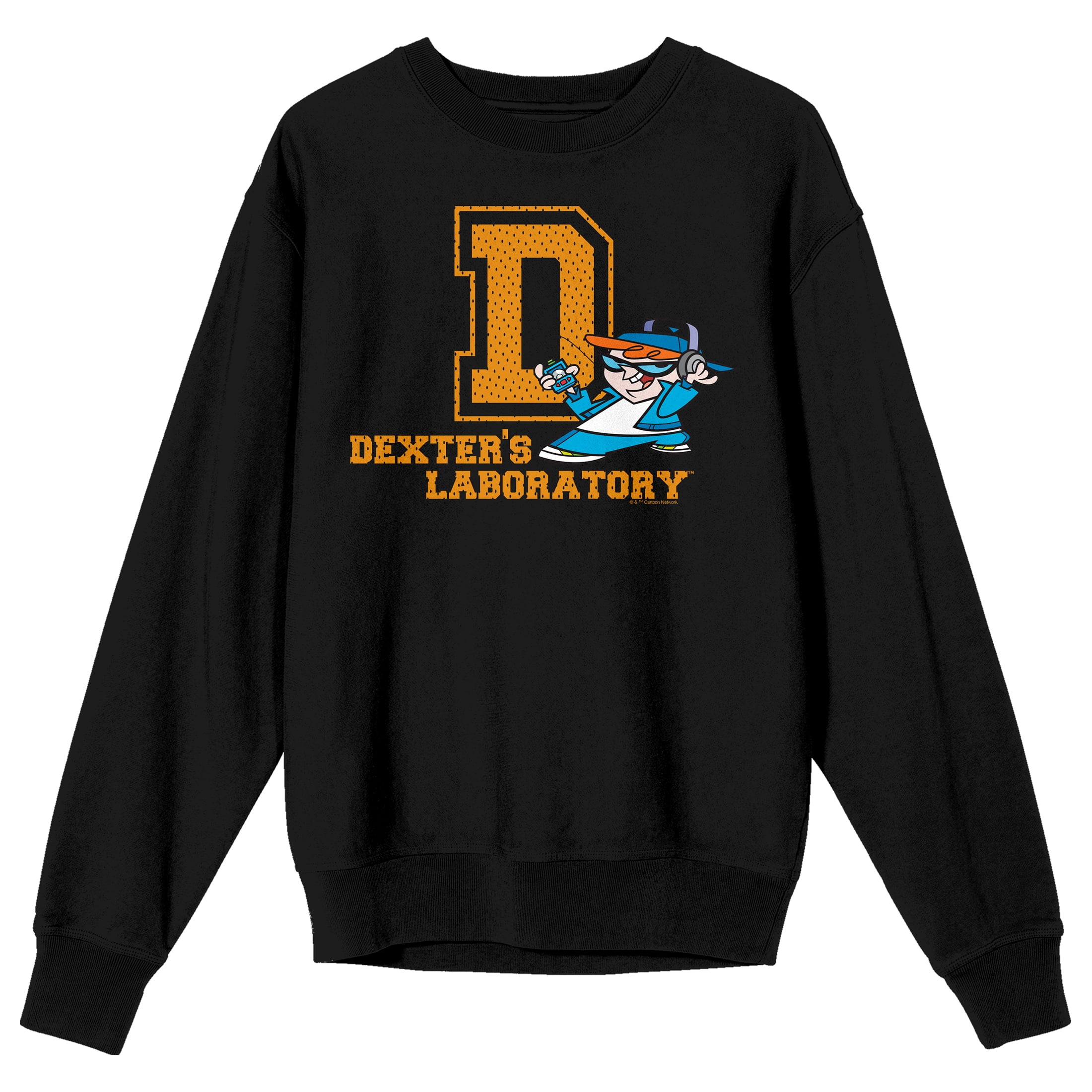 Dexter's Laboratory Hip Hop Dexter Crew Neck Long Sleeve Black Adult ...