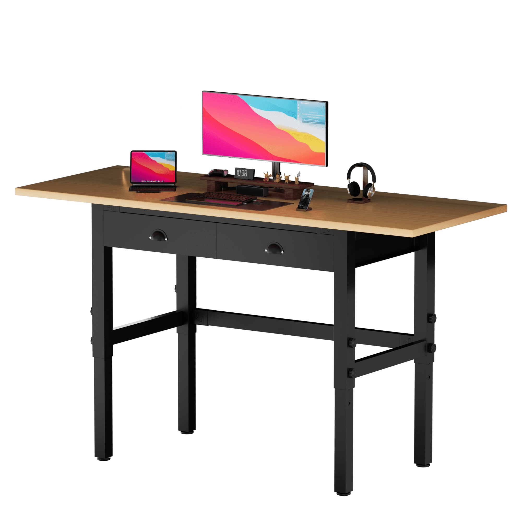 "Dextra 55""L X 24""W Adjustable Workbench with Drawers, Power Outlets ...