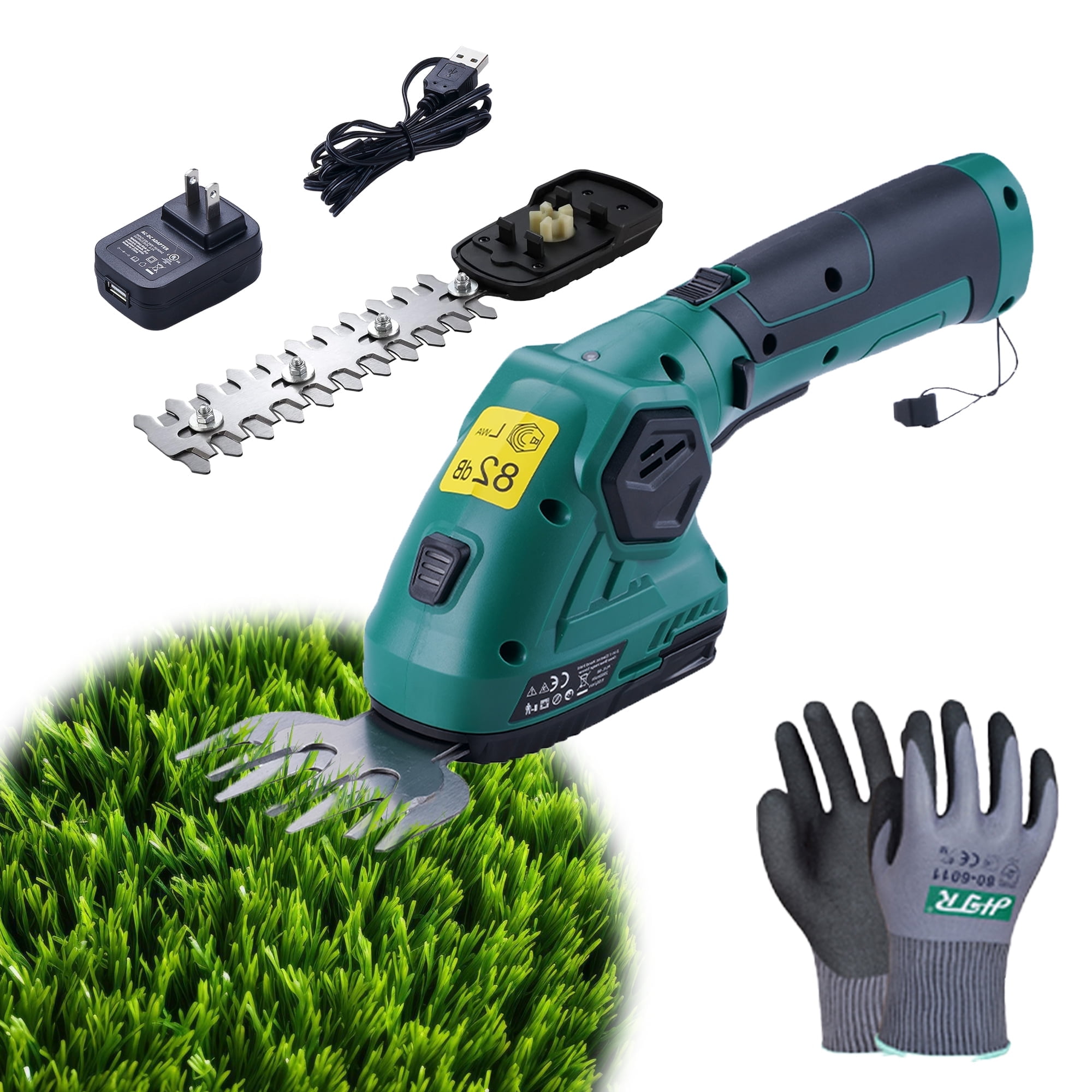 Dextra 2-in-1 Cordless Grass Shear & Shrubbery Trimmer - 8V Electric ...