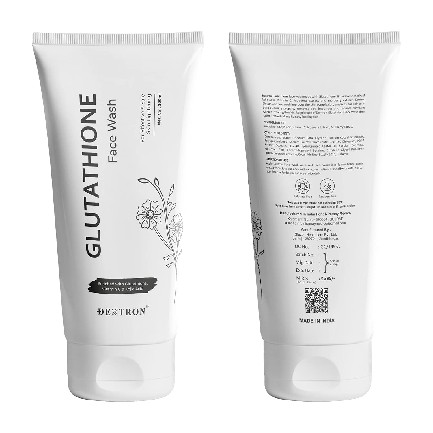 Dextron Glutathione Facewash Enriched With LGlutathione Vitamin C and ...