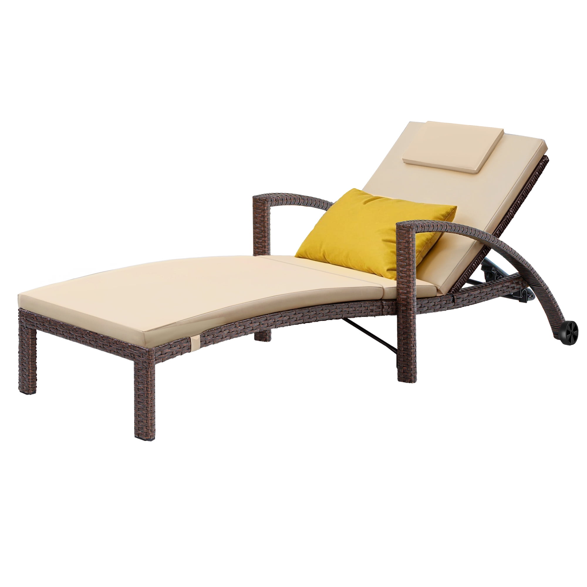 Dextrus 1 Pcs Outdoor Chaise Lounge Chairs, Rattan Wicker Patio Pool ...