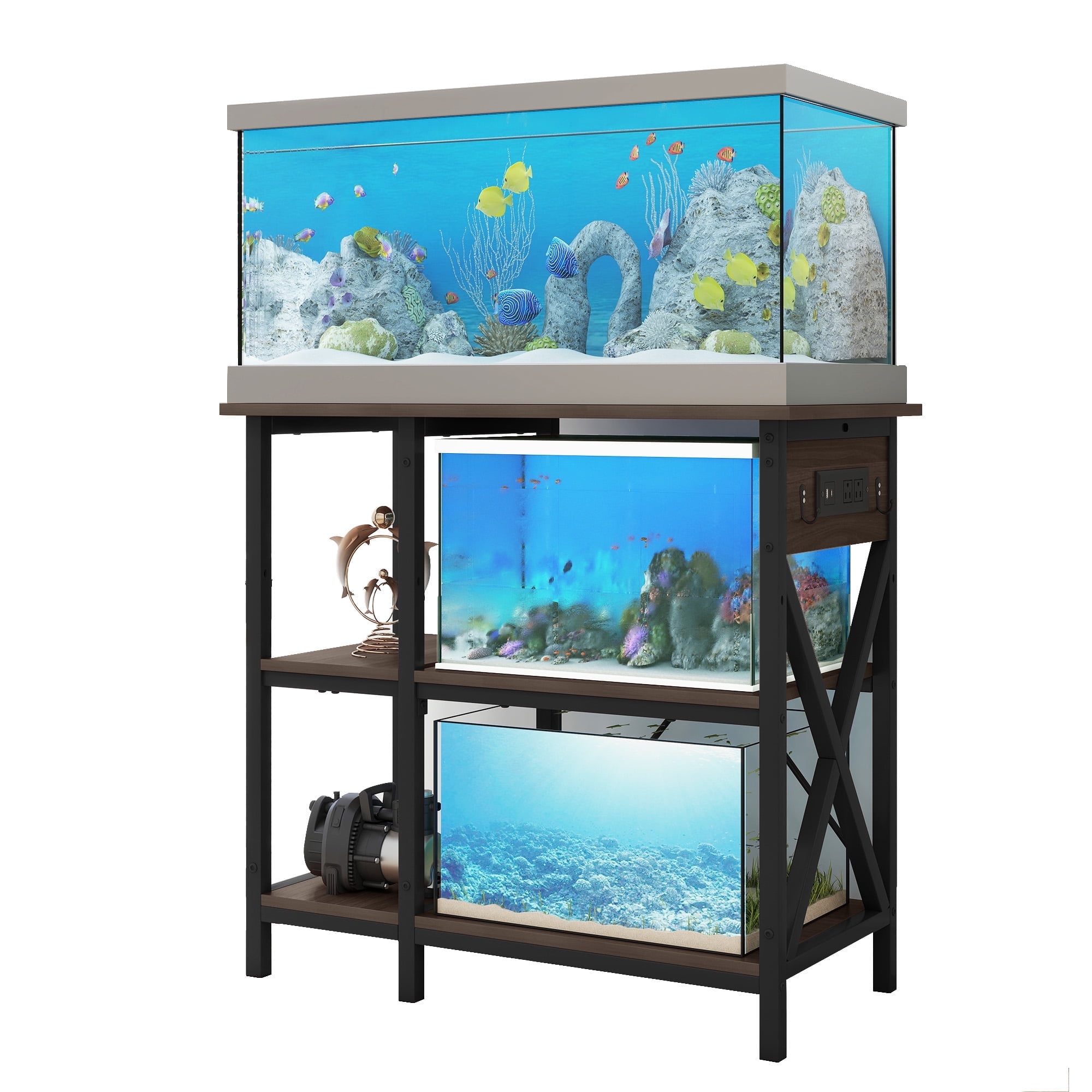 Dextrus 10-29-37 Gallon 3-Tier Heavy Duty Metal Storage Fish Tank Stand ...