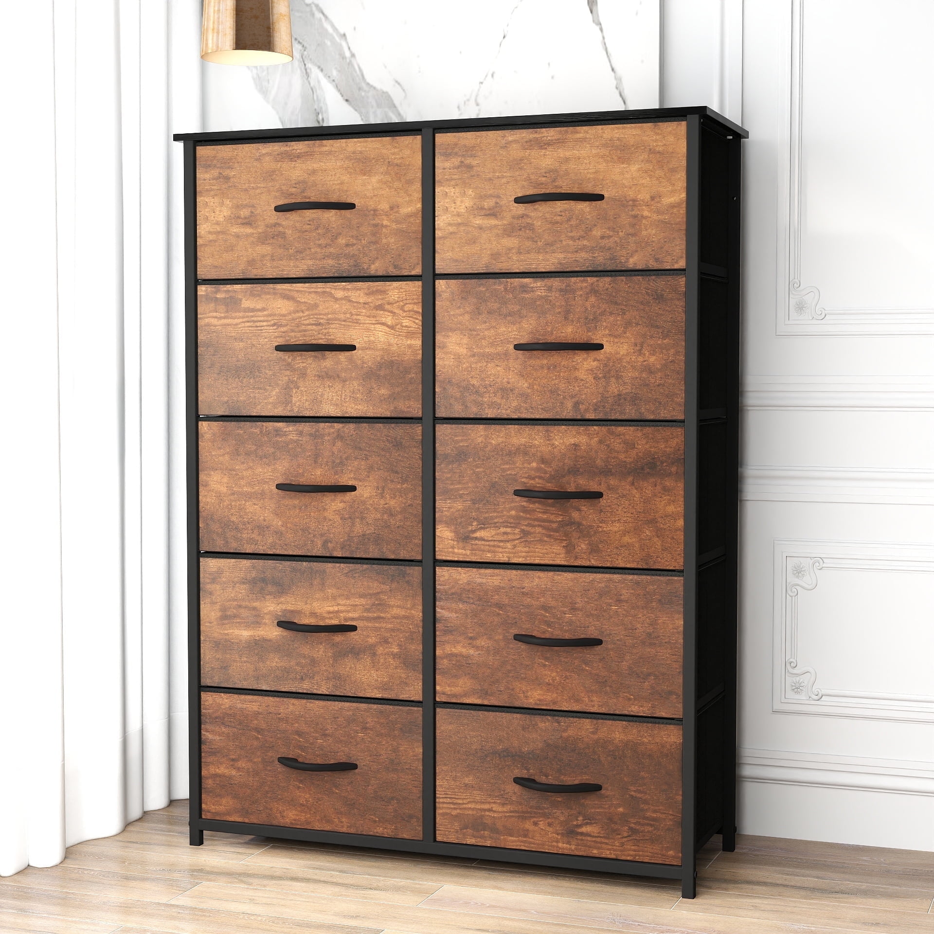 Dextrus 10 Drawer Dresser Fabric Storage Chest - Dresser for Bedroom ...