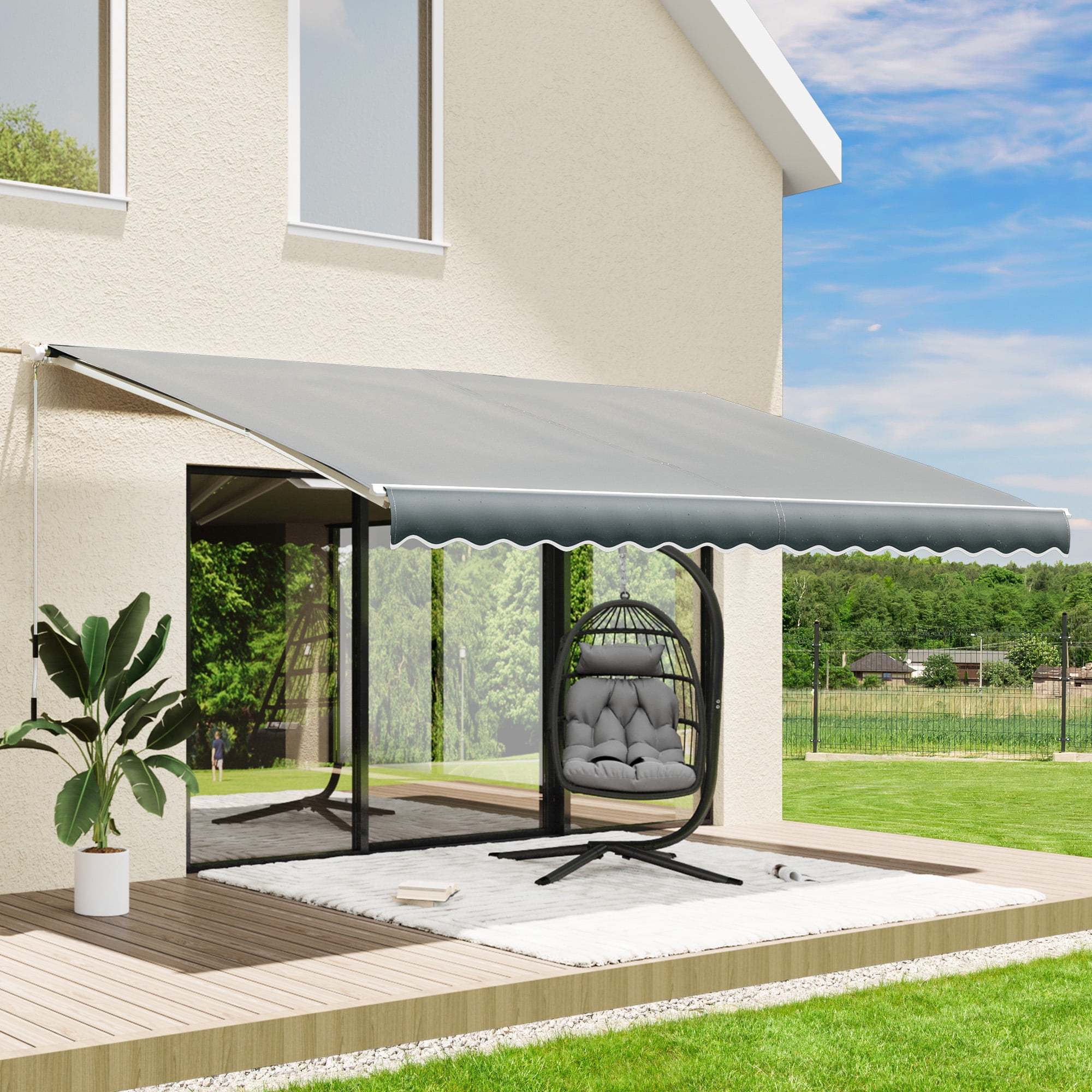 Dextrus 10' x 8' Patio Retractable Awning Sun Shade with UV Protection ...