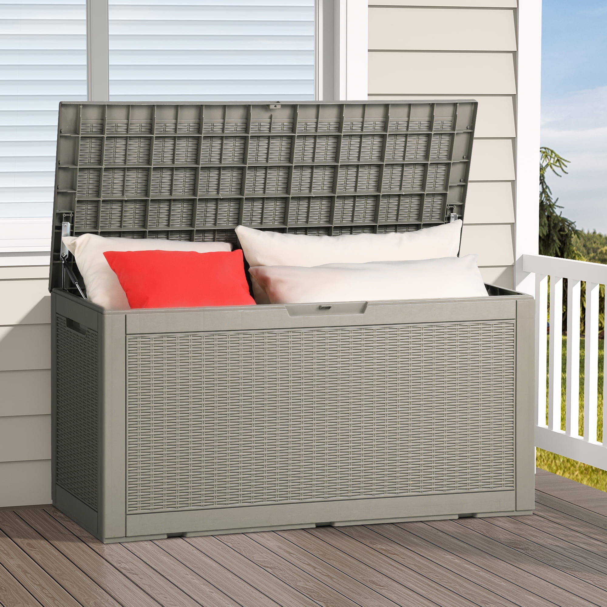 Dextrus 100 Gallon Large Resin Deck Box Outdoor Storage Boxes for Patio ...