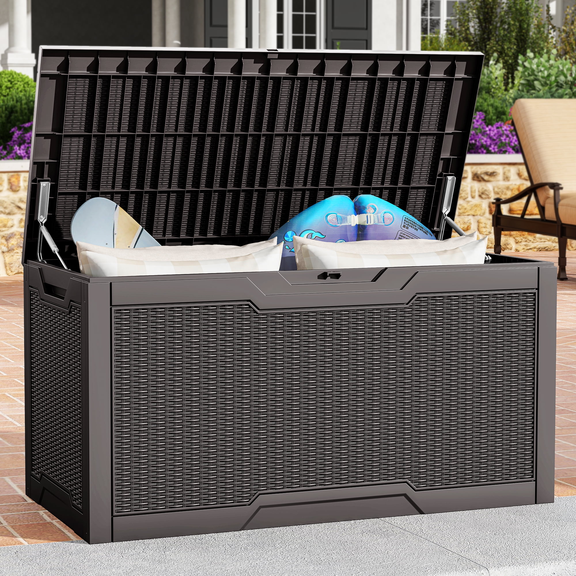 Dextrus 100 Gallon Resin Deck Box, Outdoor Waterproof Storage box ...