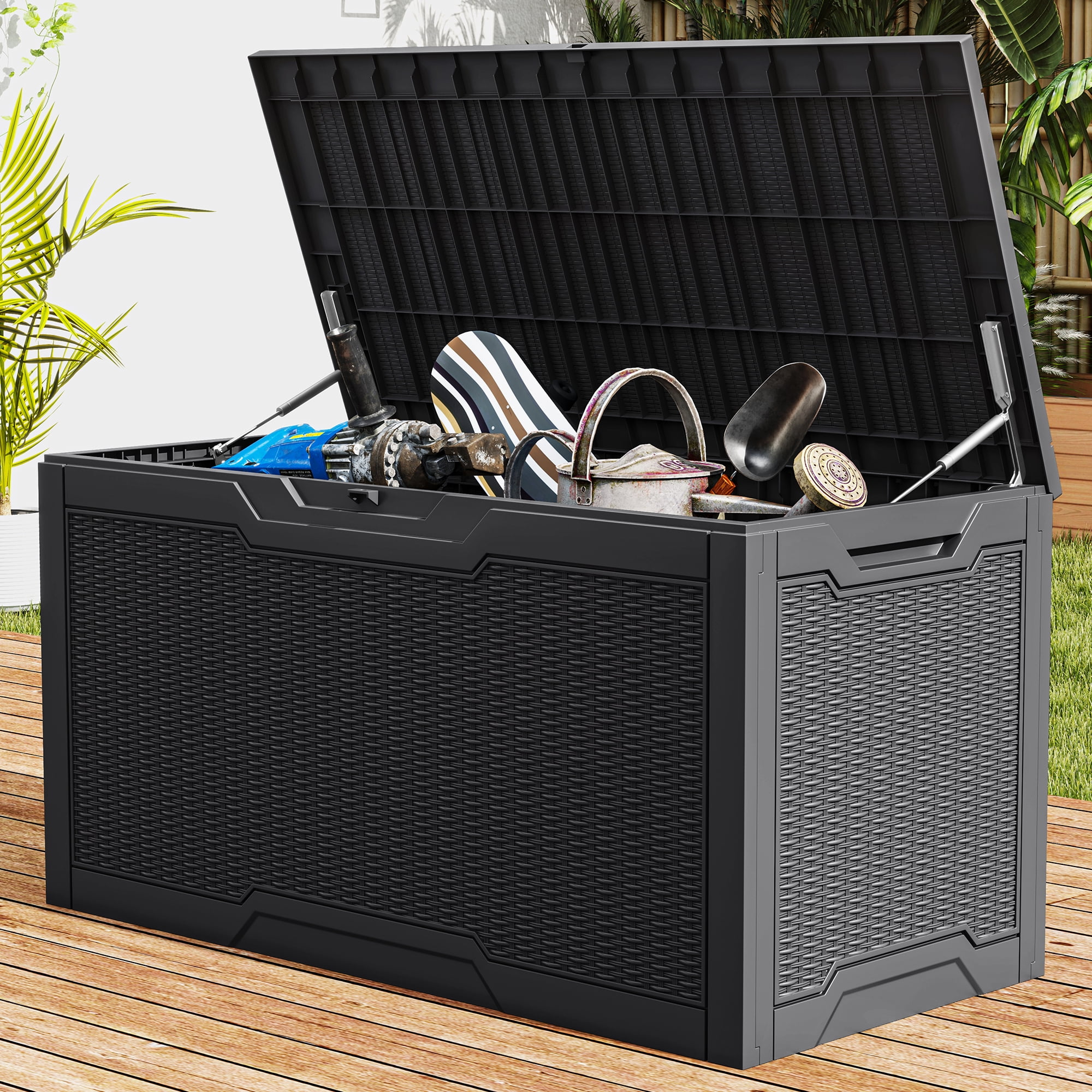 Dextrus 100 Gallon Resin Deck Box, Outdoor Waterproof Storage box ...