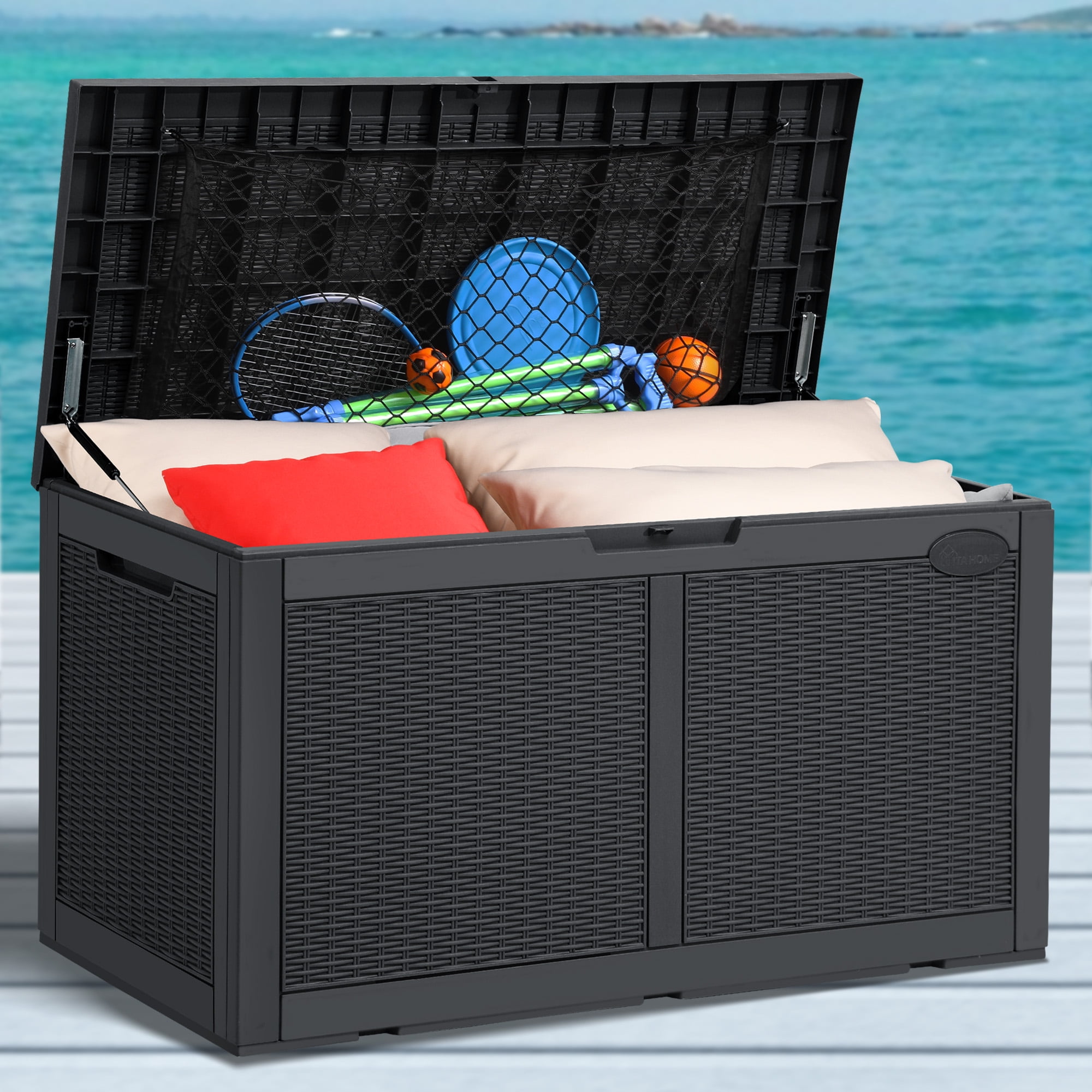 Dextrus 100 Gallon Deck Box, Weatherproof Patio Cushion Storage ...