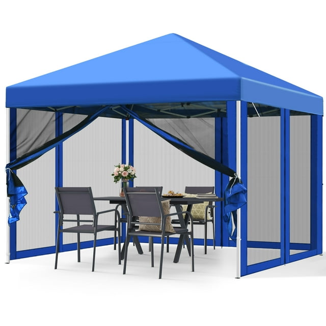 Dextrus 10x10 ft Waterproof Pop Up Canopy Tent with Screen, Outdoor Shelters - Blue - Walmart.com