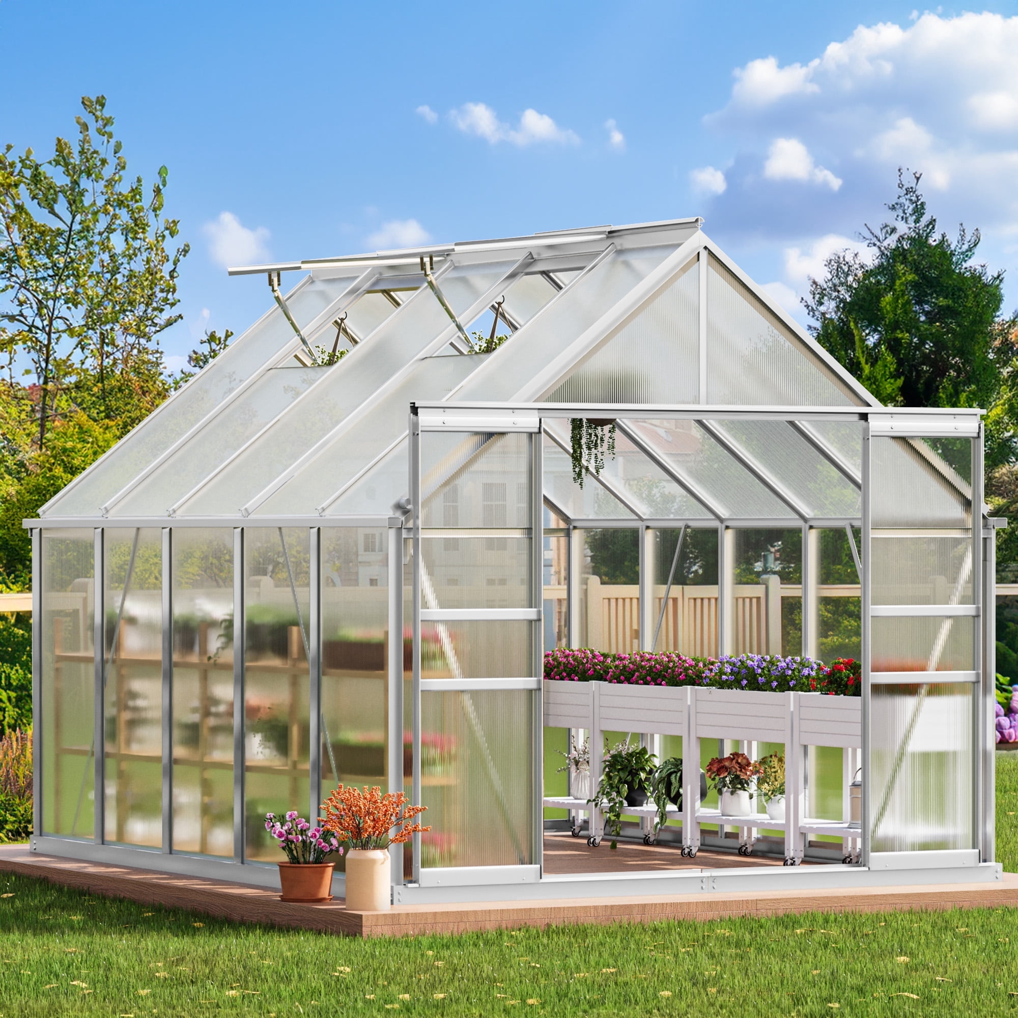 Dextrus Large 10x8FT Greenhouse: Heavy-Duty Aluminum Frame, UV ...