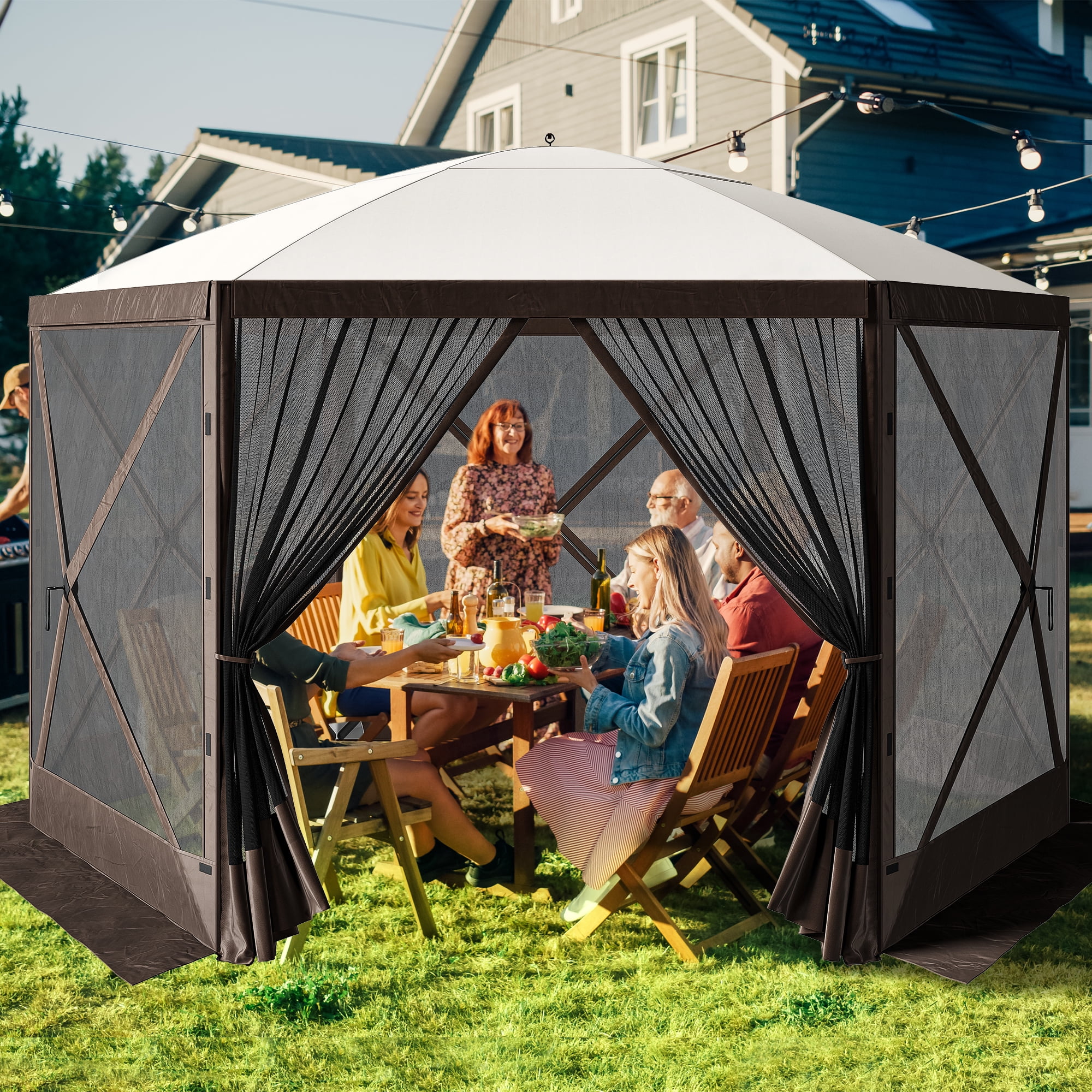 Dextrus 5-Person Pop Up Tent with Carry Bag, PVC Brown - Walmart.com