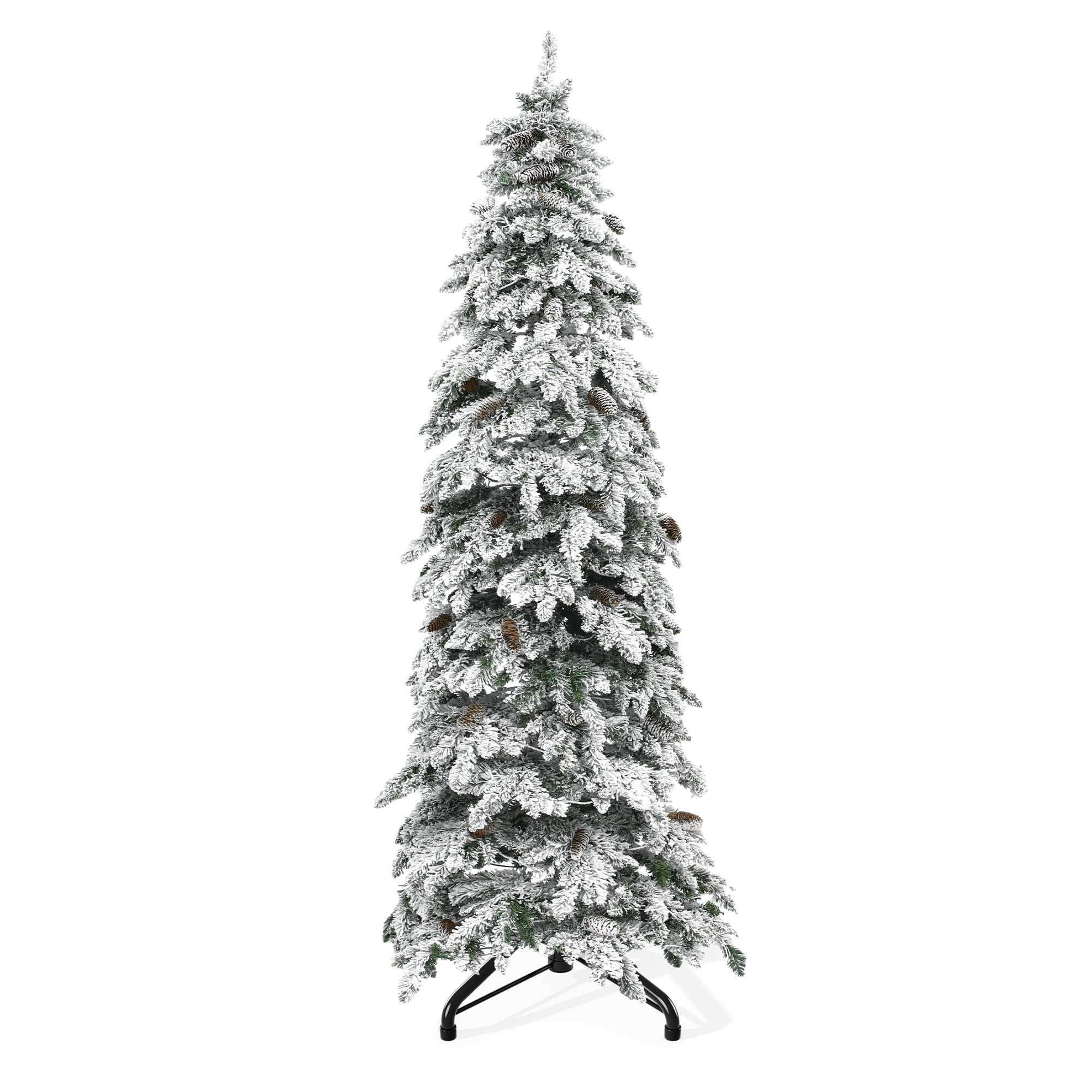 Dextrus 11FT Pre-Lit Flocked Drooping Pencil Spruce Artificial ...