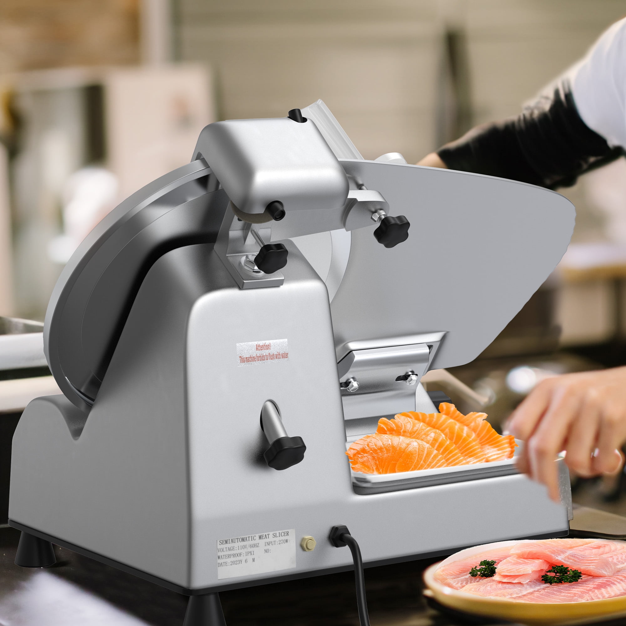 Dextrus 12" Commercial Meat Slicer, 270W Electric Frozen Meat Slicer ...