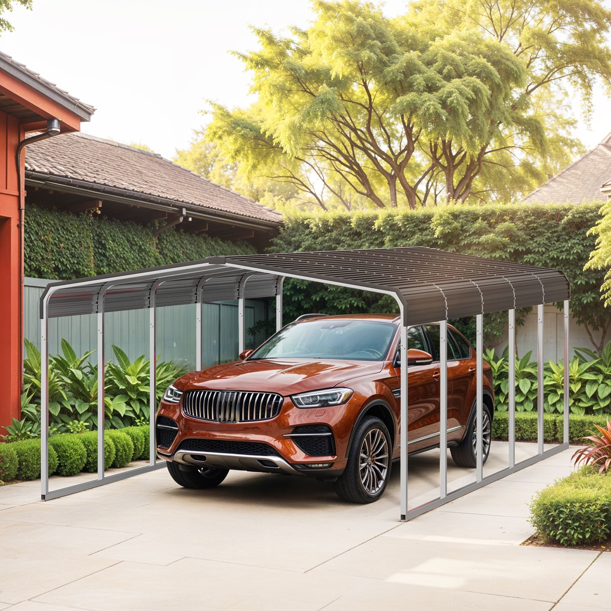 Dextrus 12 x 20 FT Outdoor Steel Vehicle Shelter, Robust Car Canopy for ...