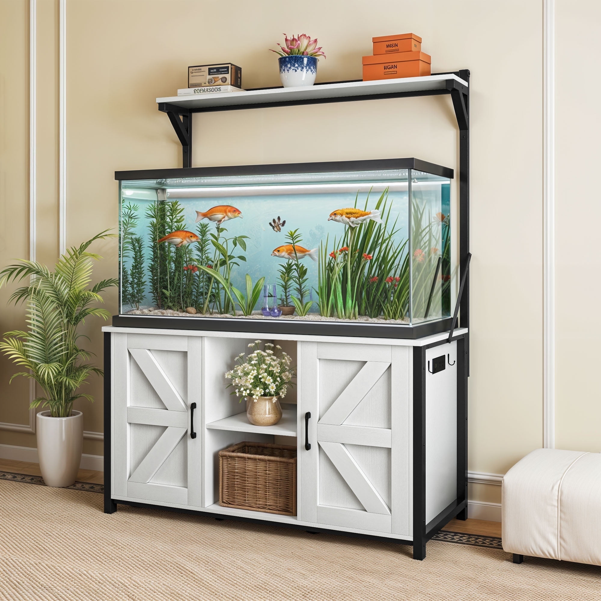 Dextrus 120 Gal Fish Tank Stand w/ Shelf and Cabinet, 1100 Lbs Capacity ...