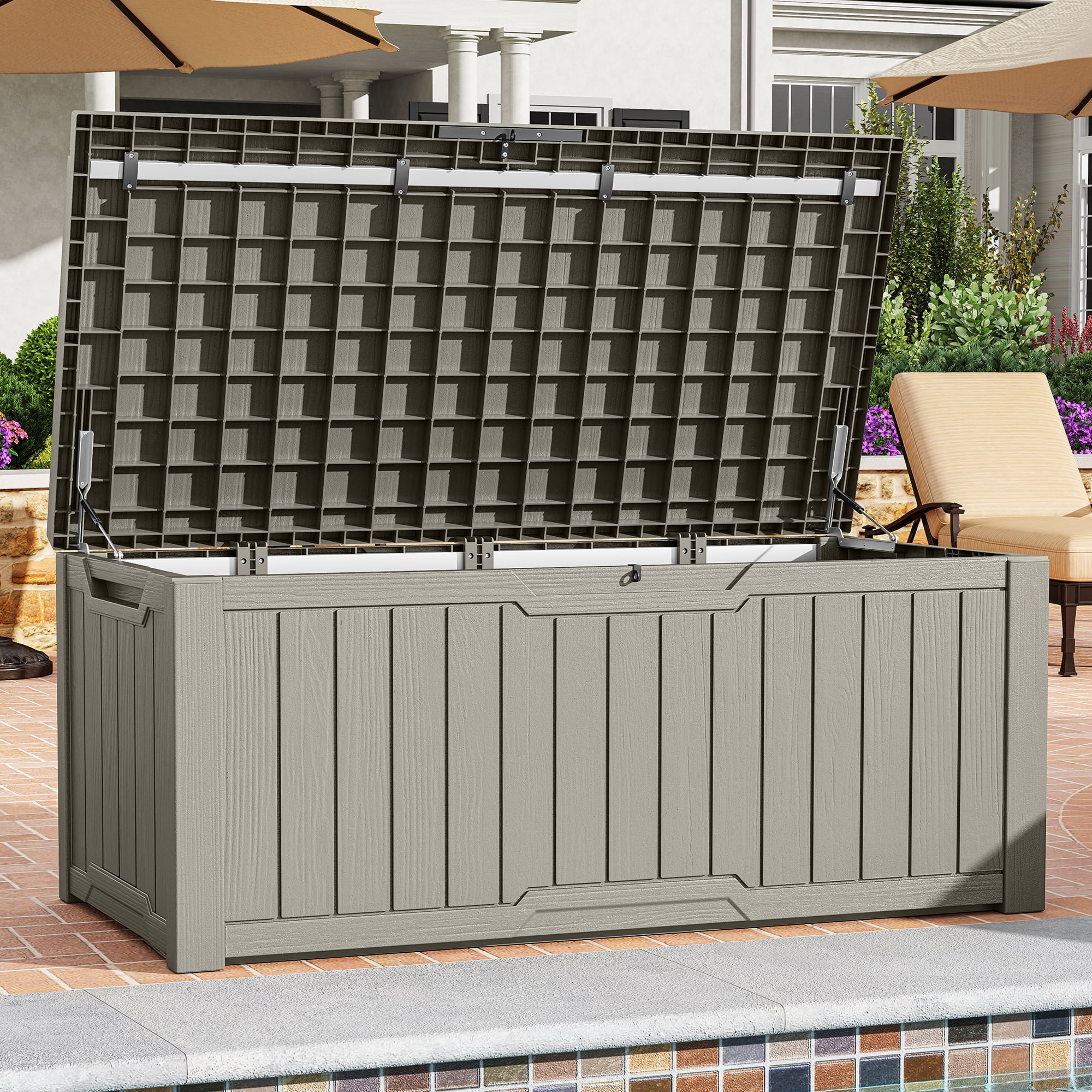 Dextrus 120 Gallon Large Outdoor Patio Deck Box,All-Weather Resin ...