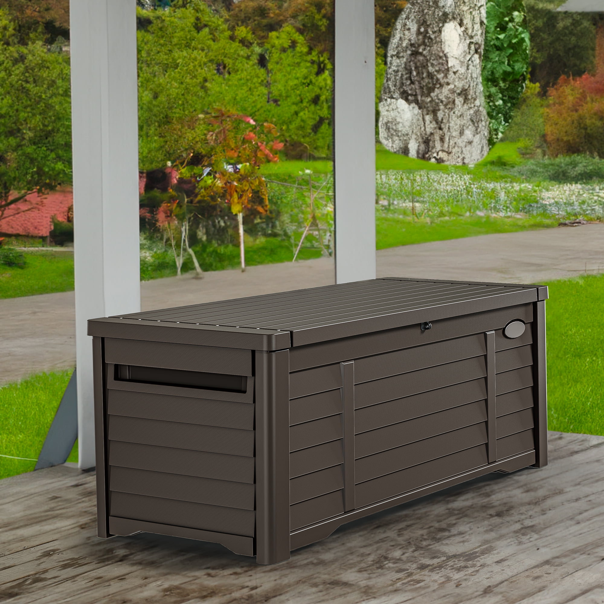 Free Shipping! Dextrus 120 Gallon Large Outdoor Patio Deck Box,Louvered ...