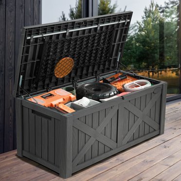 Cosco Outdoor Patio Deck Storage Box, Extra Large, 180 Gallons, Tan ...