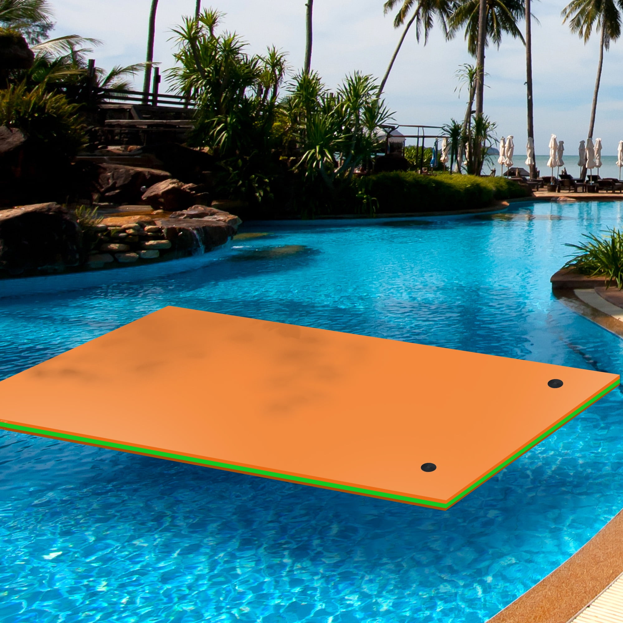 Dextrus 12x6FT Water Floating Mat,Lily Pad Inflatable for Beach, Pool ...
