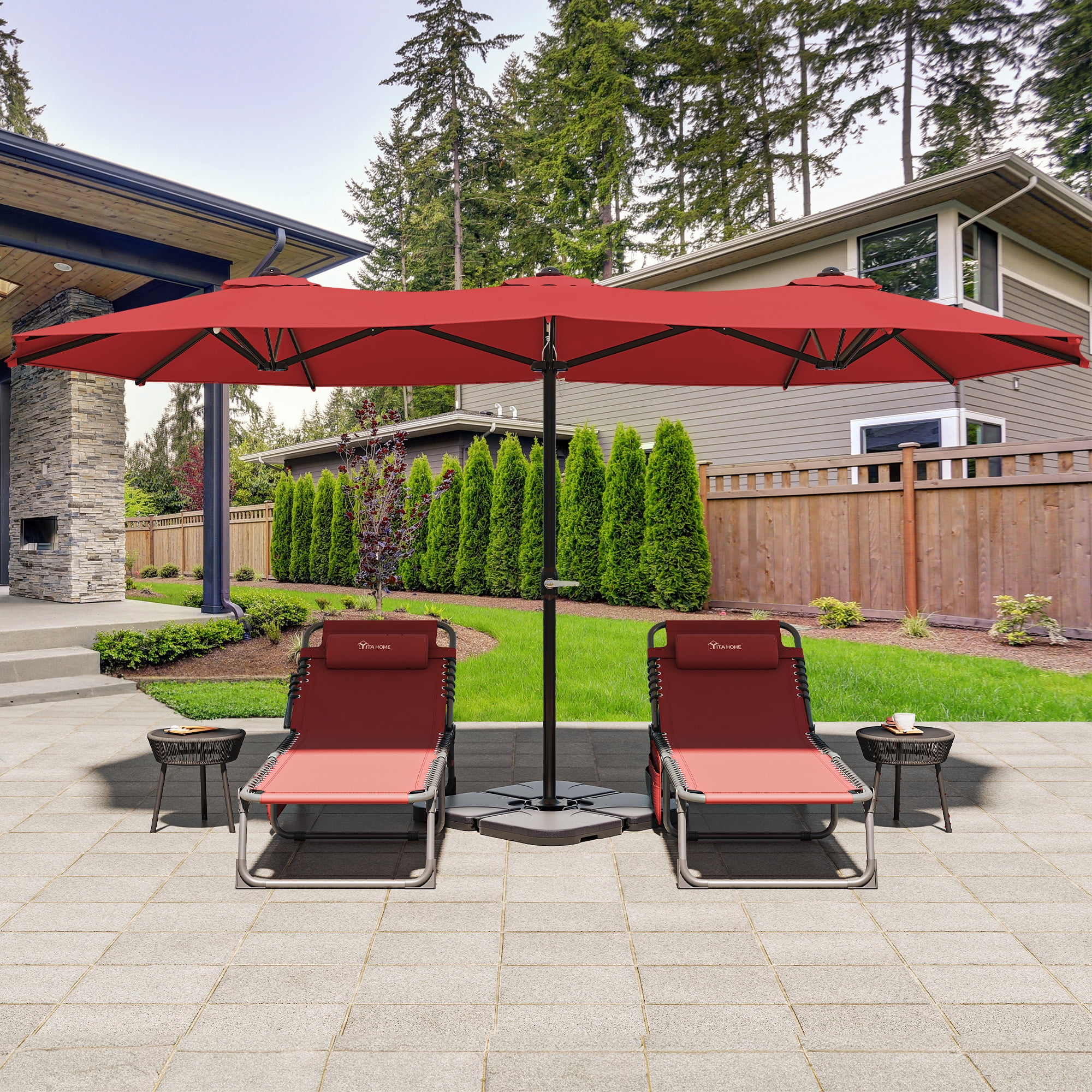Dextrus 13FT Double-Sided Patio Umbrella , Large Outdoor Table Umbrella ...