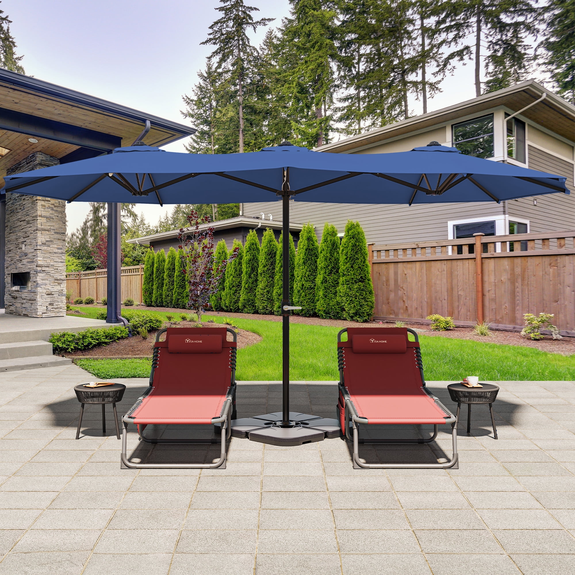 Dextrus 15FT Double-Sided Patio Umbrella, Large Outdoor Table Umbrella ...