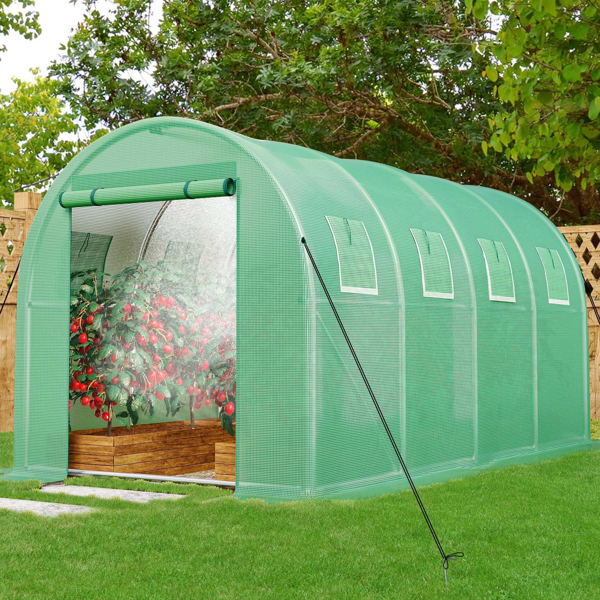 Dextrus Walk-in Greenhouse with Water System, Heavy Duty Galvanized ...