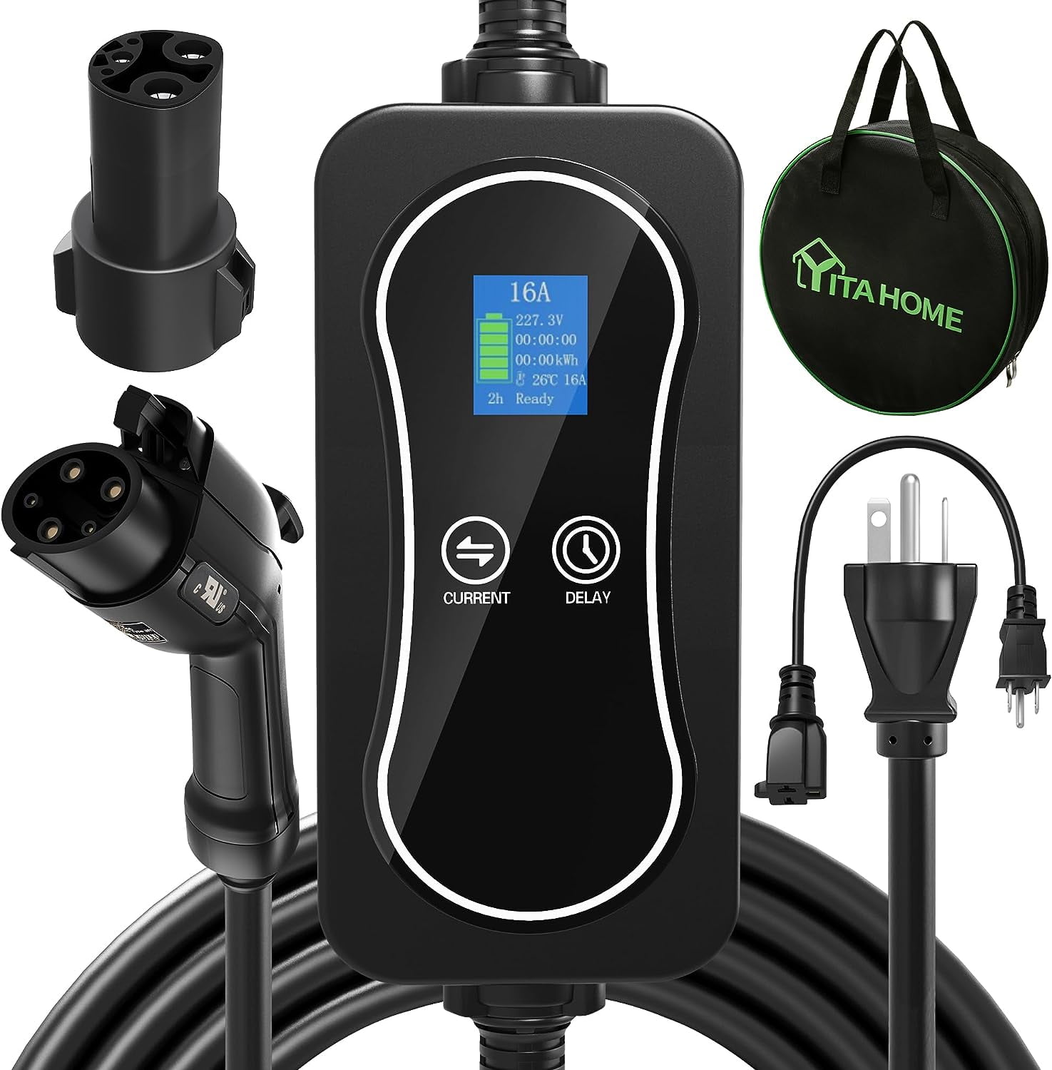 Dextrus 16 Amp EV Charger Level 2, Portable J1772 Electric Car Charger ...
