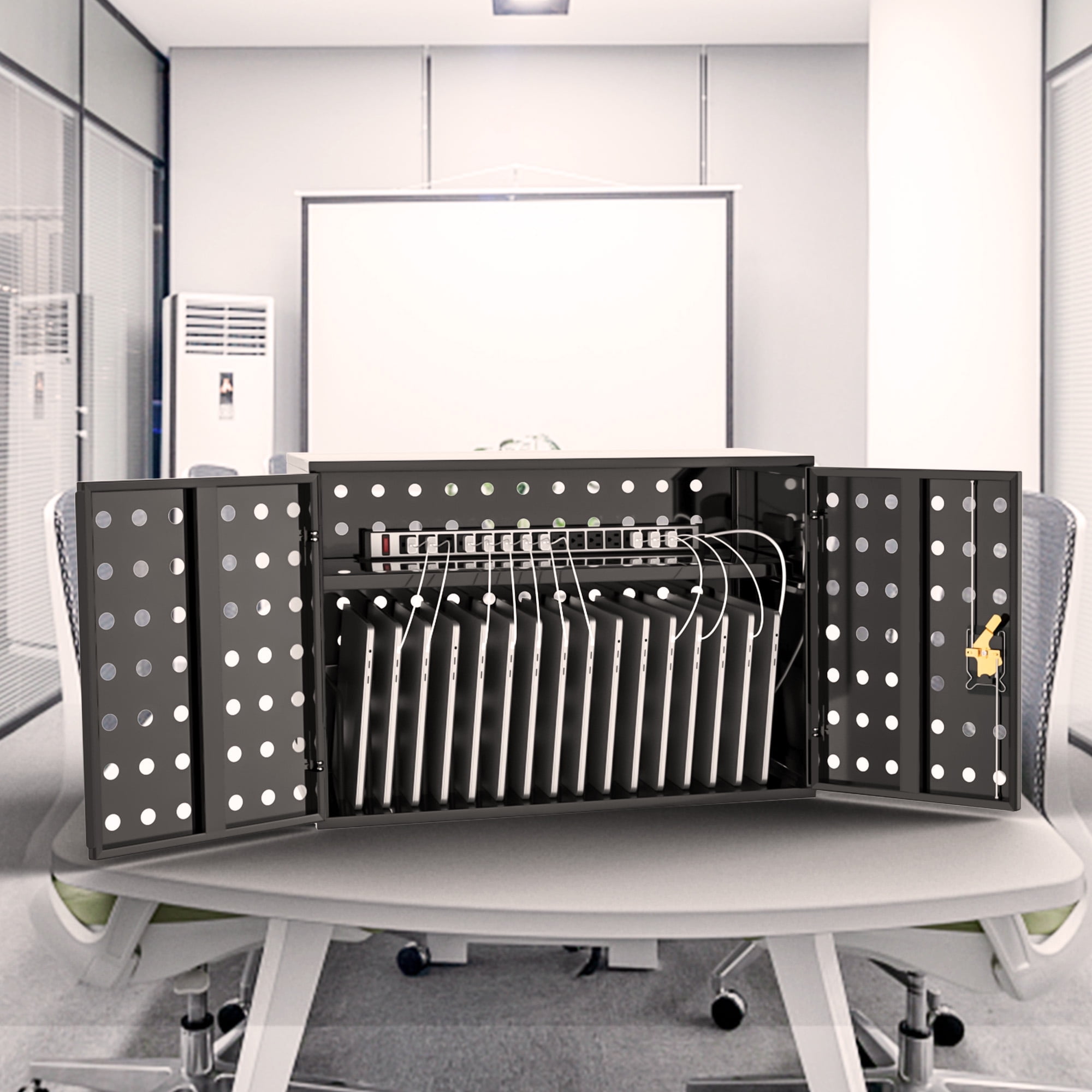 Dextrus 16-Device Tabletop Charging Station, Lockable Storage for ...