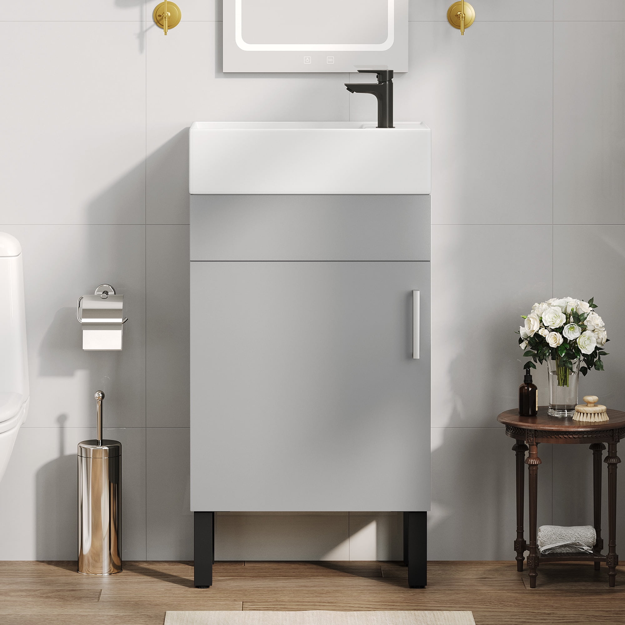 Dextrus 16 Inch Bathroom Vanity with Undermount Sink, Free Standing ...