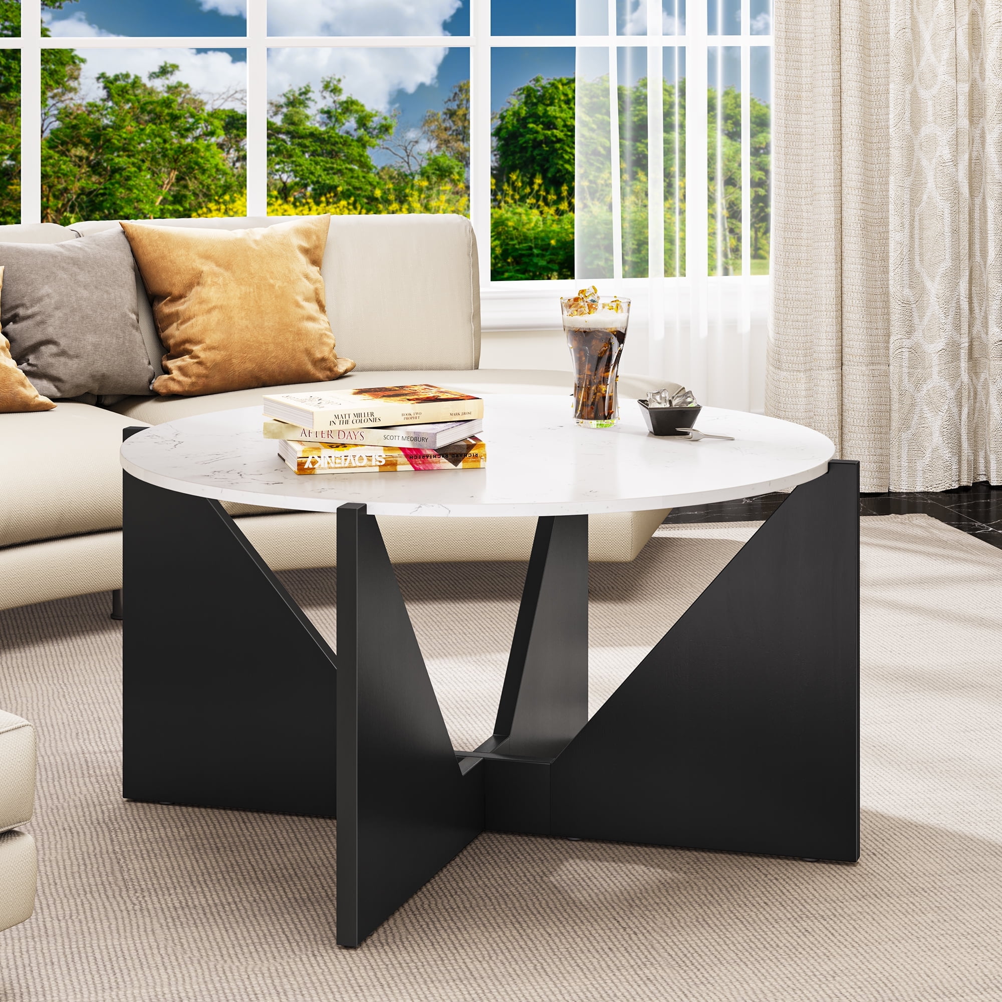 Dextrus 17.5''H Genuine Marble Coffee Table for Living Room - Walmart.com