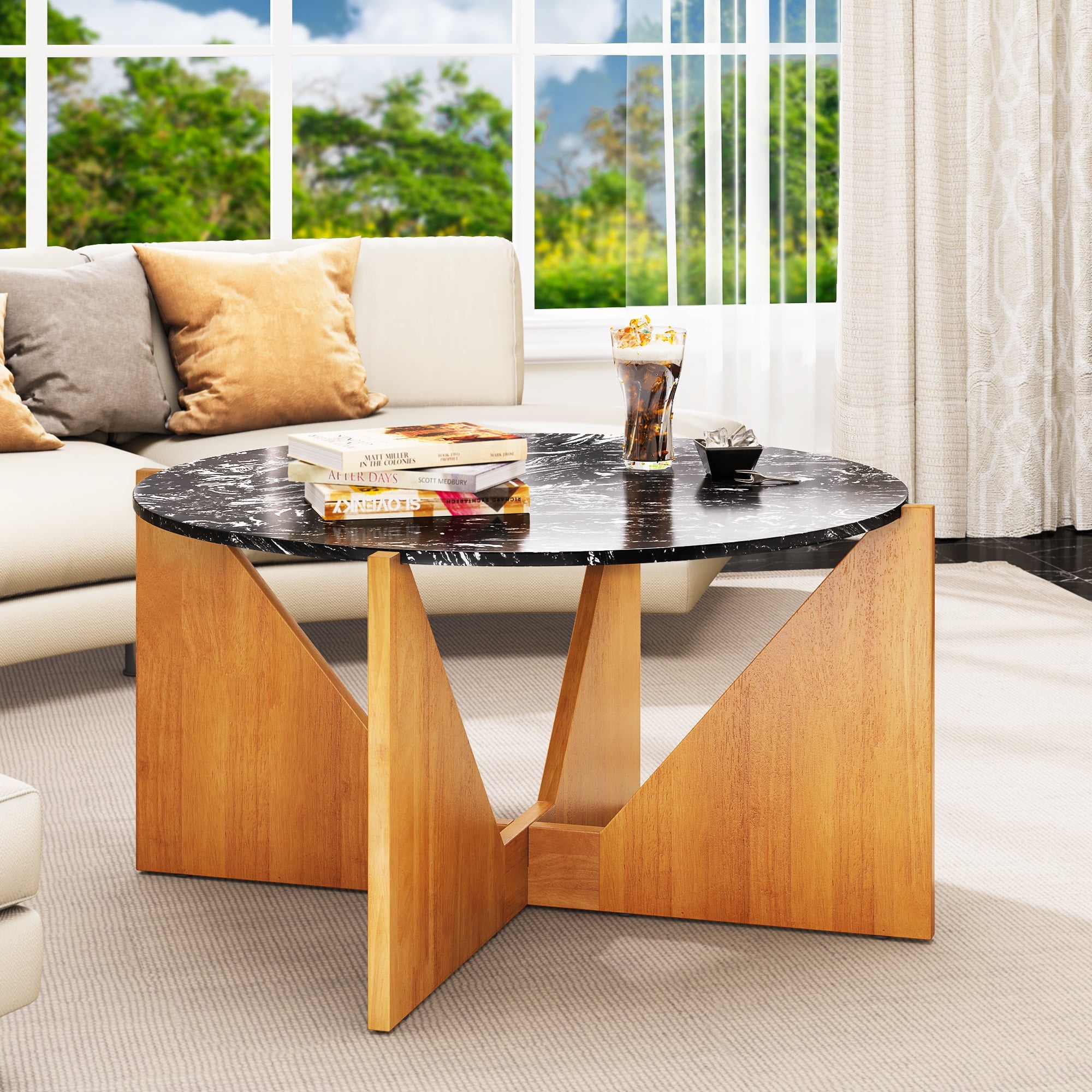 DEXTRUS 17.5'' H Modern Genuine Marble Coffee Table, Ideal for Home ...