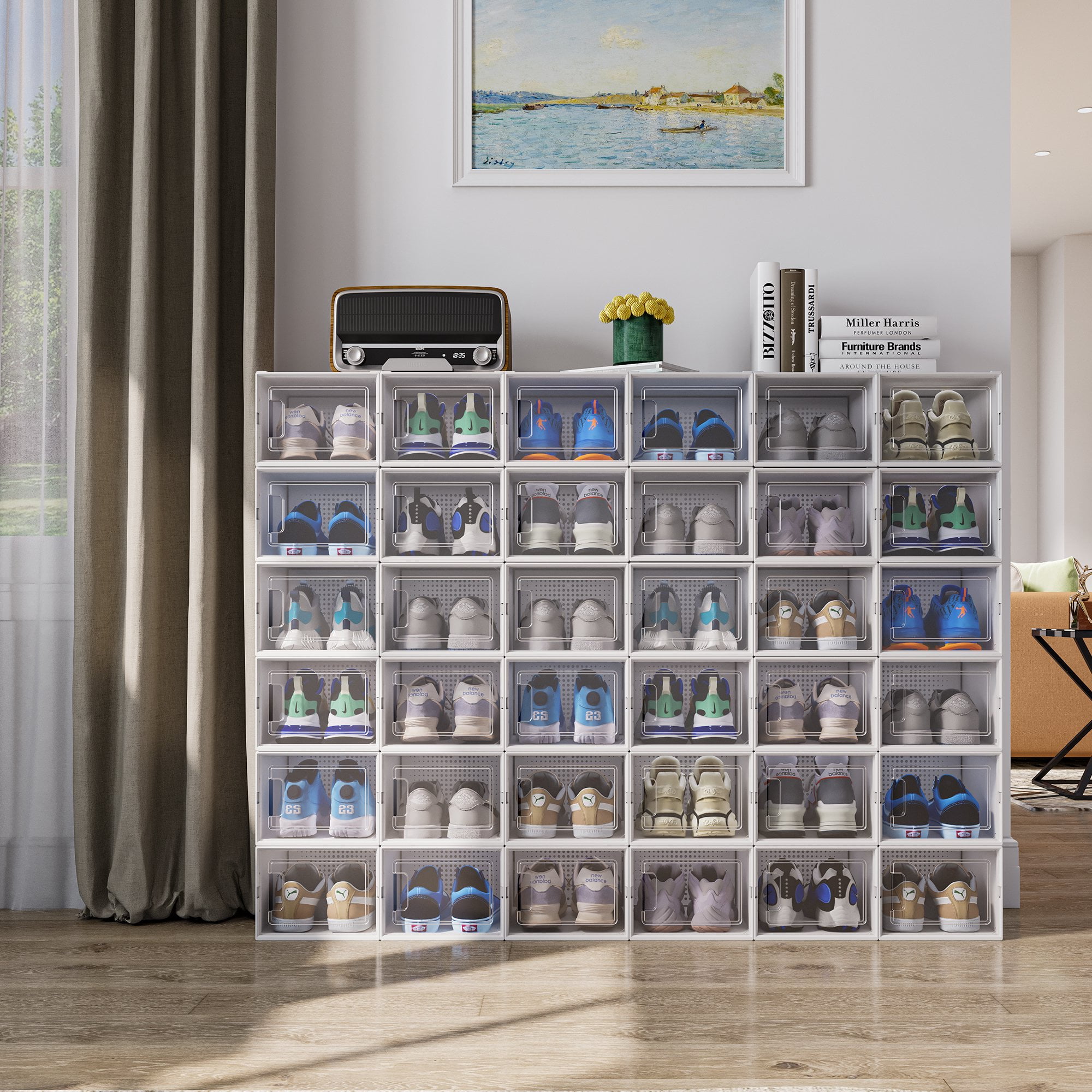 Dextrus 18 Pack Shoe Storage Box, Mudiem Case Set Sneaker Organizers ...